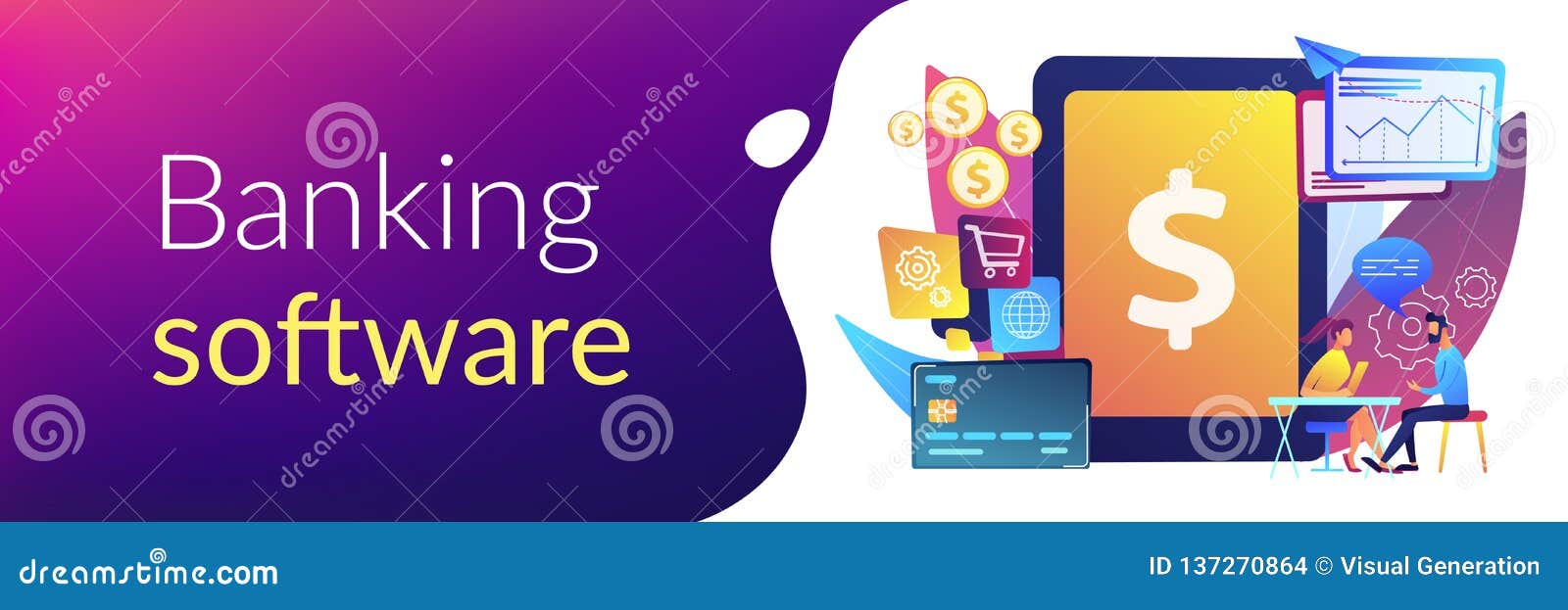 Core Banking it System Concept Banner Header. Stock Vector ...