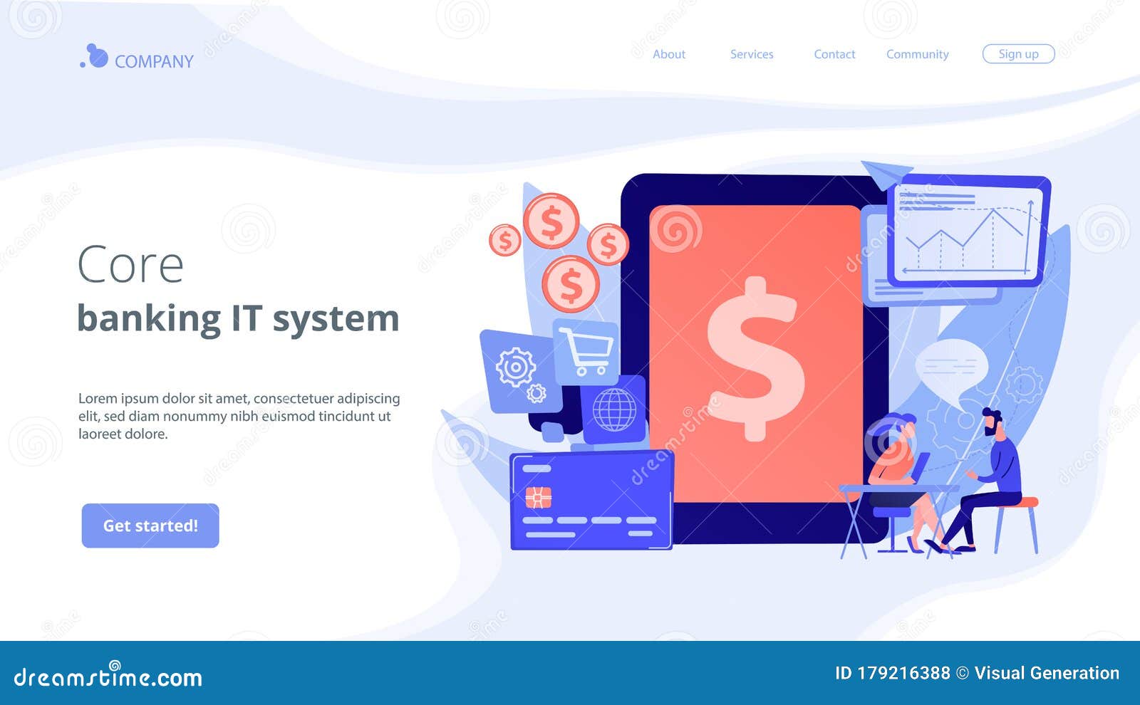 Core Banking it System Concept Landing Page. Stock Vector ...