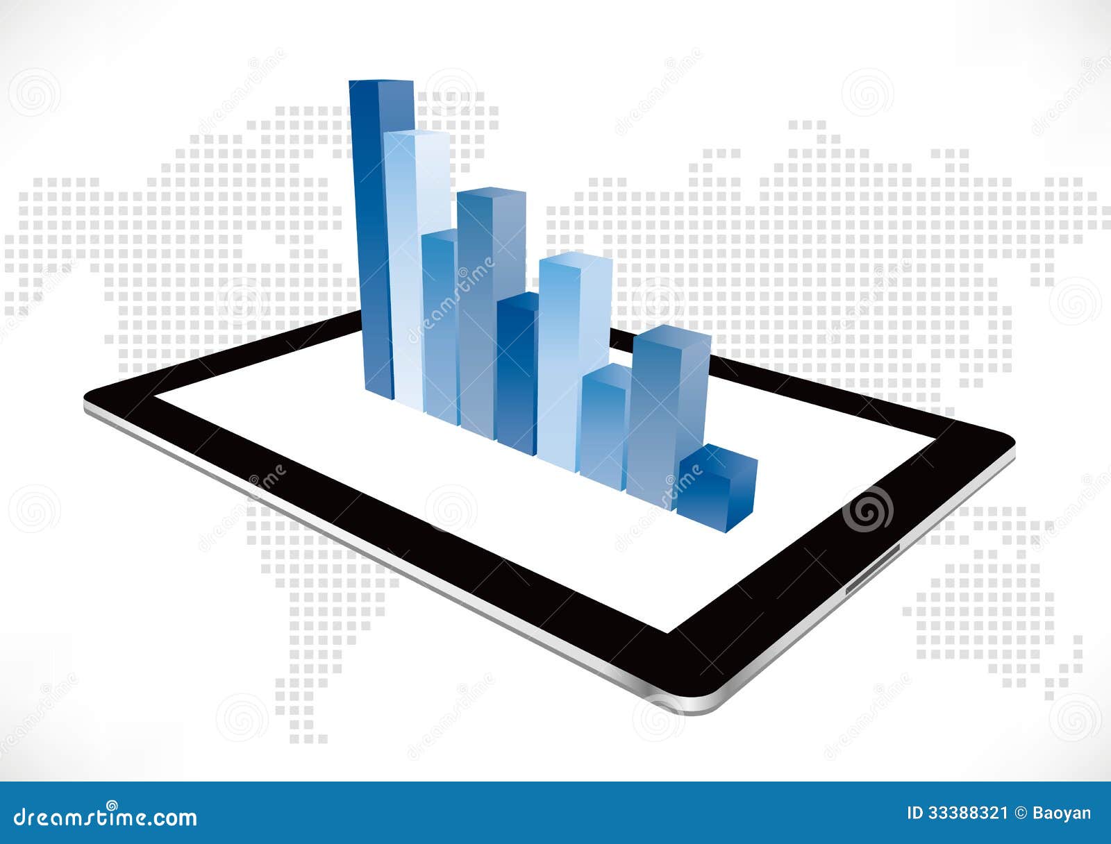 Tablet bar chart stock vector. Illustration of computer - 33388321