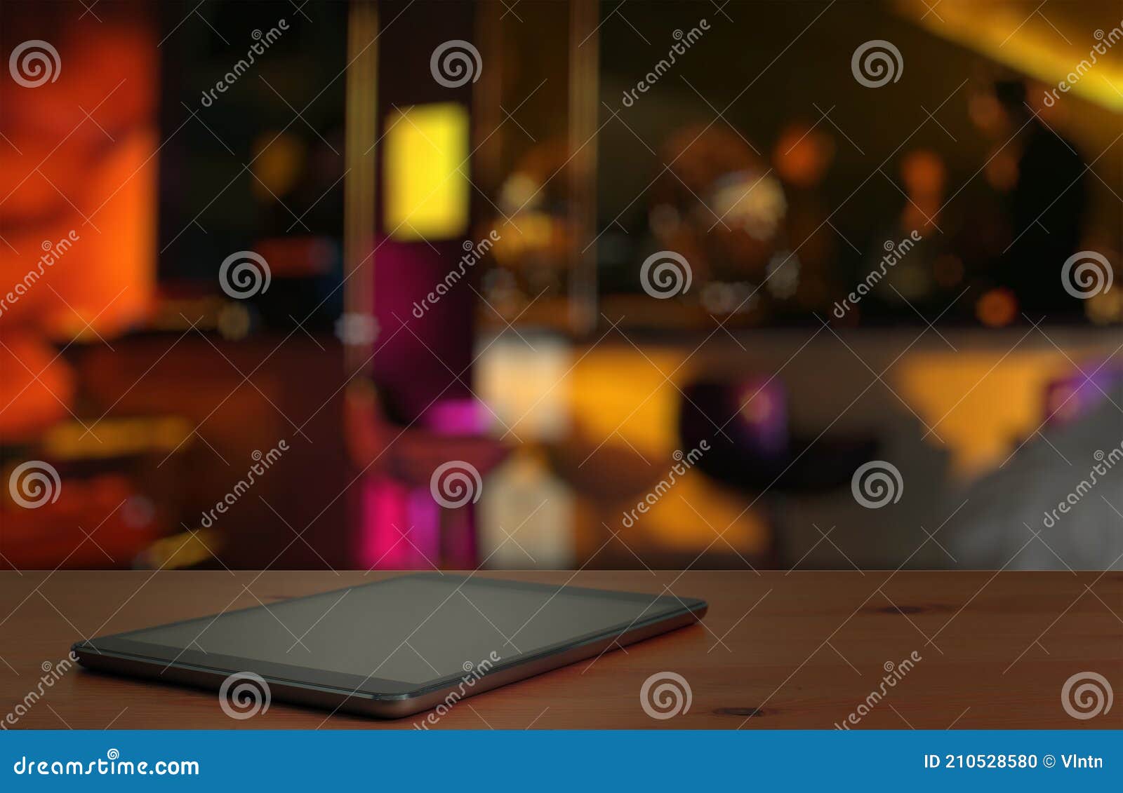 Tablet, Bar in a Night Club Stock Photo - Image of laptop, desk: 210528580