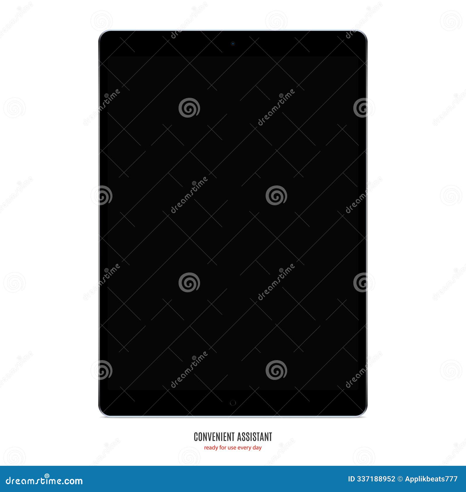 Tablet Black Color with Black Screen Saver and Shadow Stock Vector ...