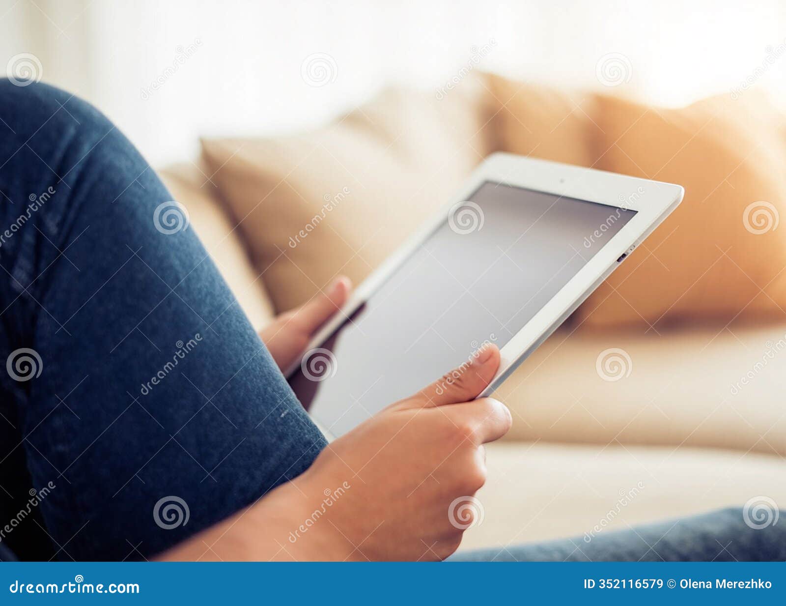 Tablet with Black Screen in Human Hands Editorial Stock Image ...