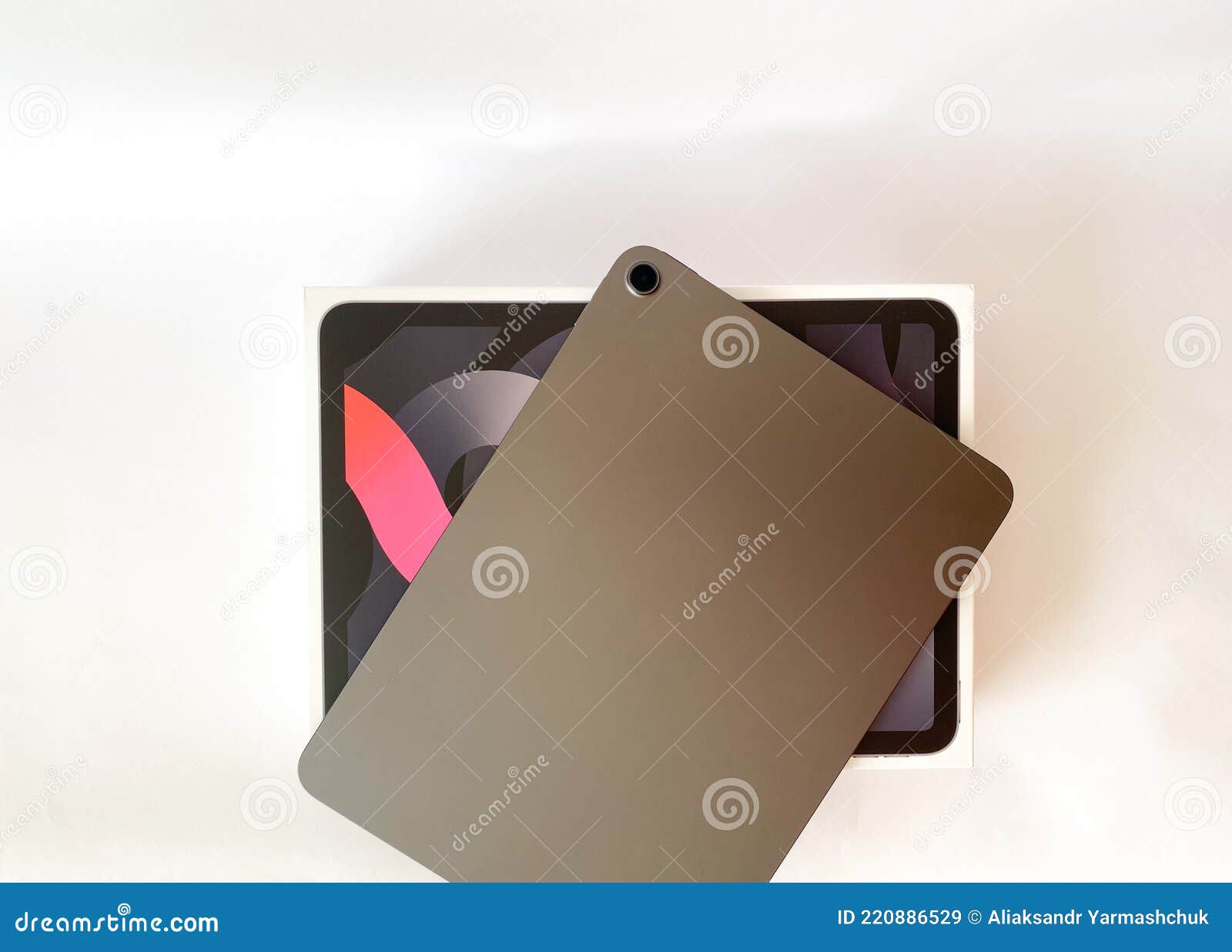 The Tablet is Black on a White Isolated Background with a Mock Up. Back ...