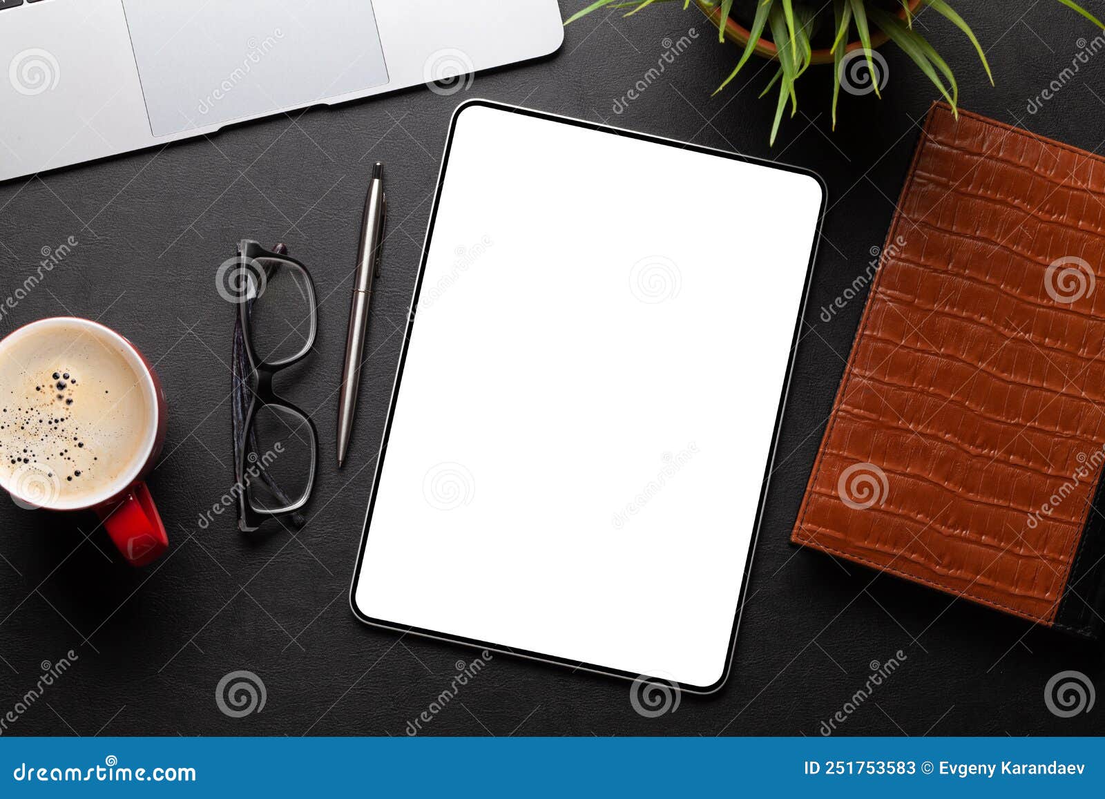 Tablet with blank screen stock image. Image of laptop - 251753583