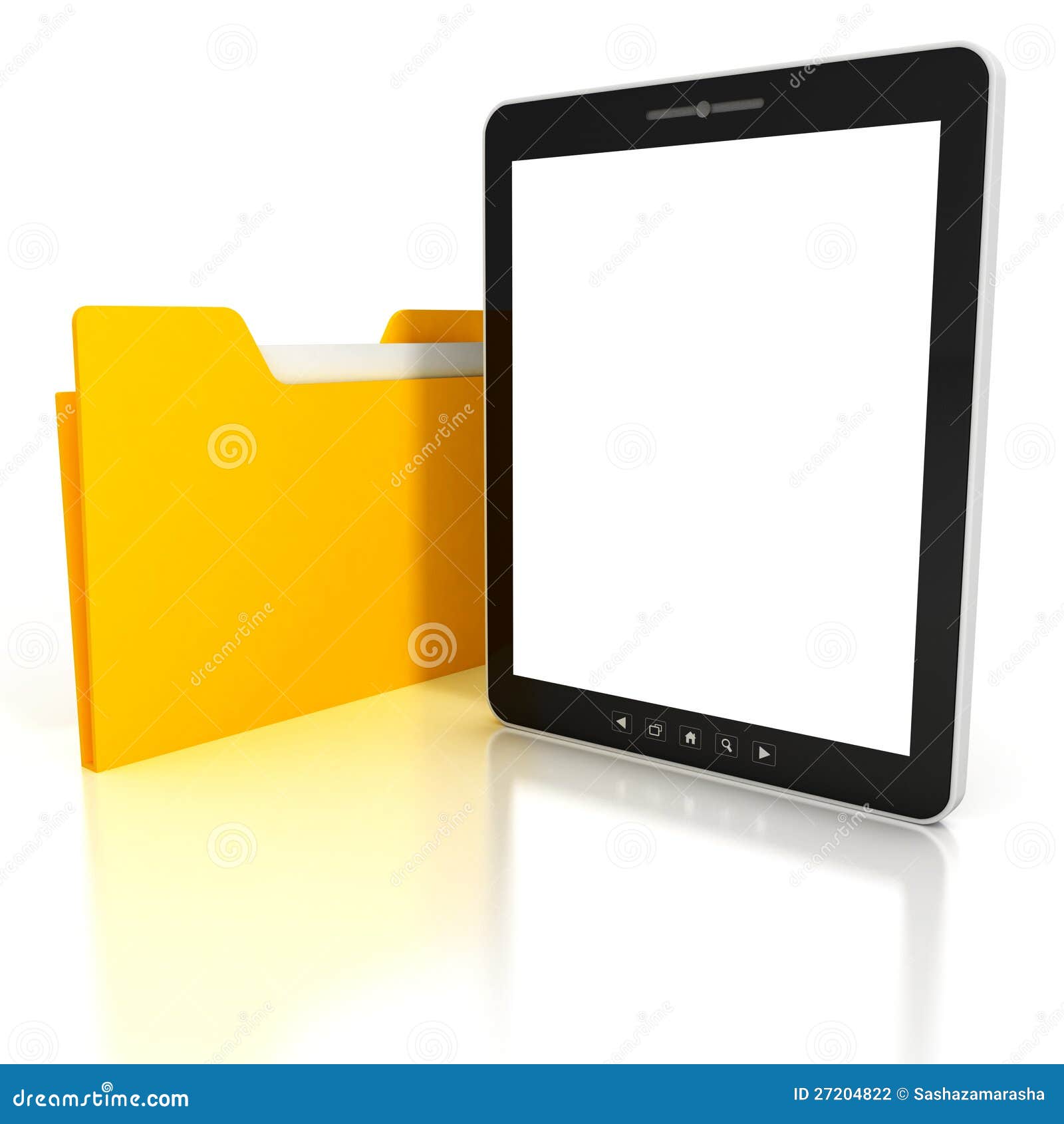 Tablet Blank Screen Pc with Orange Office Folder Stock Illustration ...