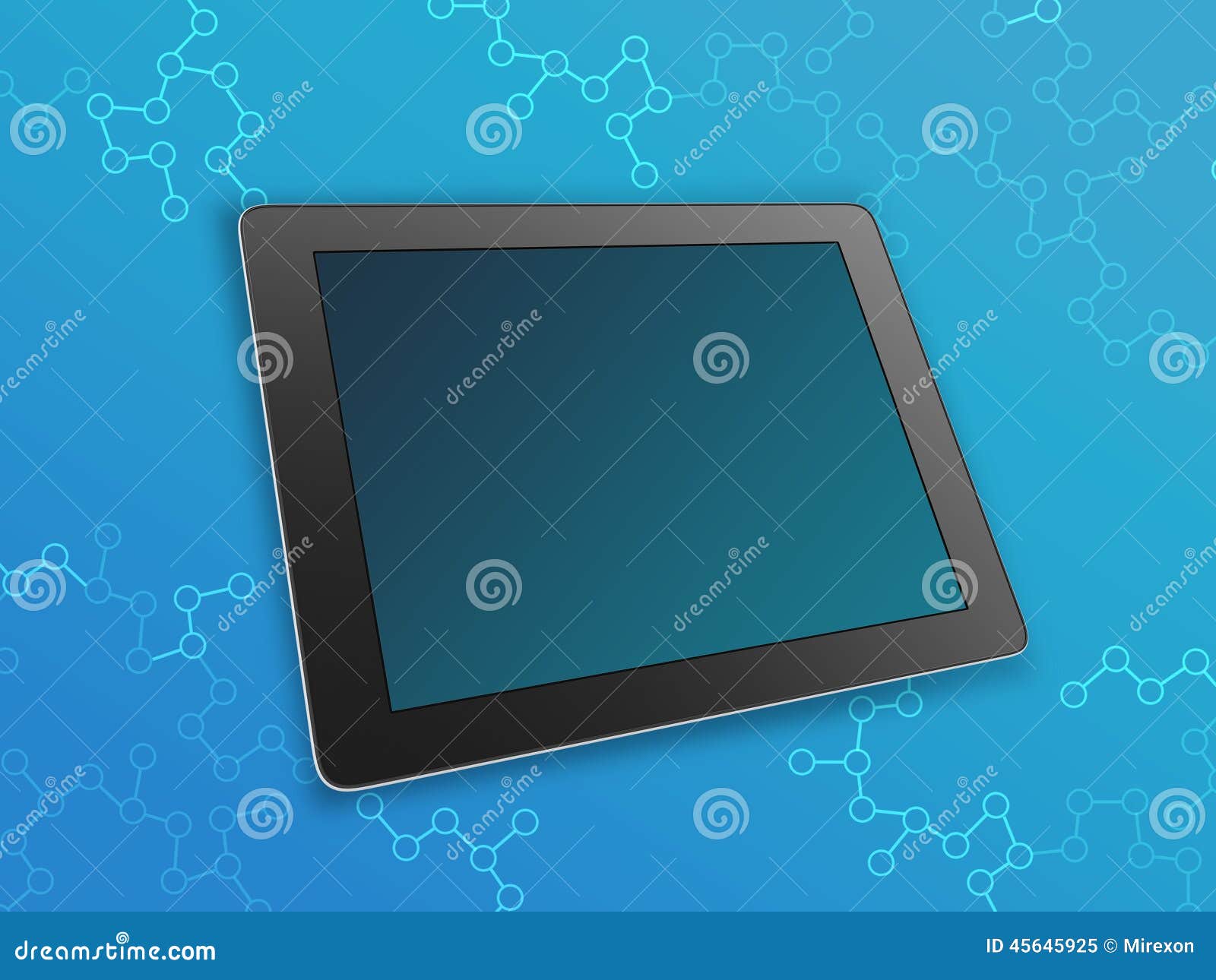 Tablet on a Blue Abstract Background. Stock Illustration - Illustration ...