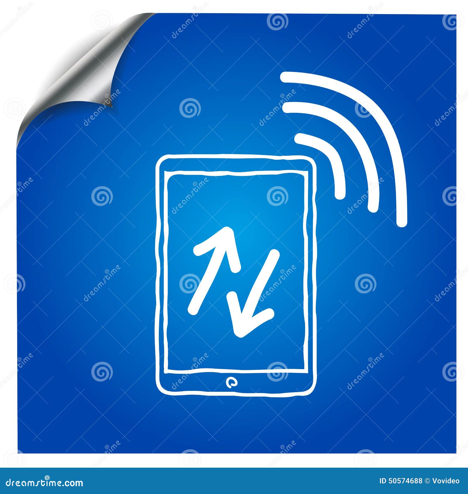 The Tablet on a Blue Background is Drawn with a Stock Vector ...