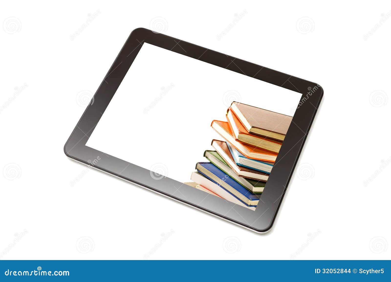 Tablet with book. stock photo. Image of computer, paper - 32052844