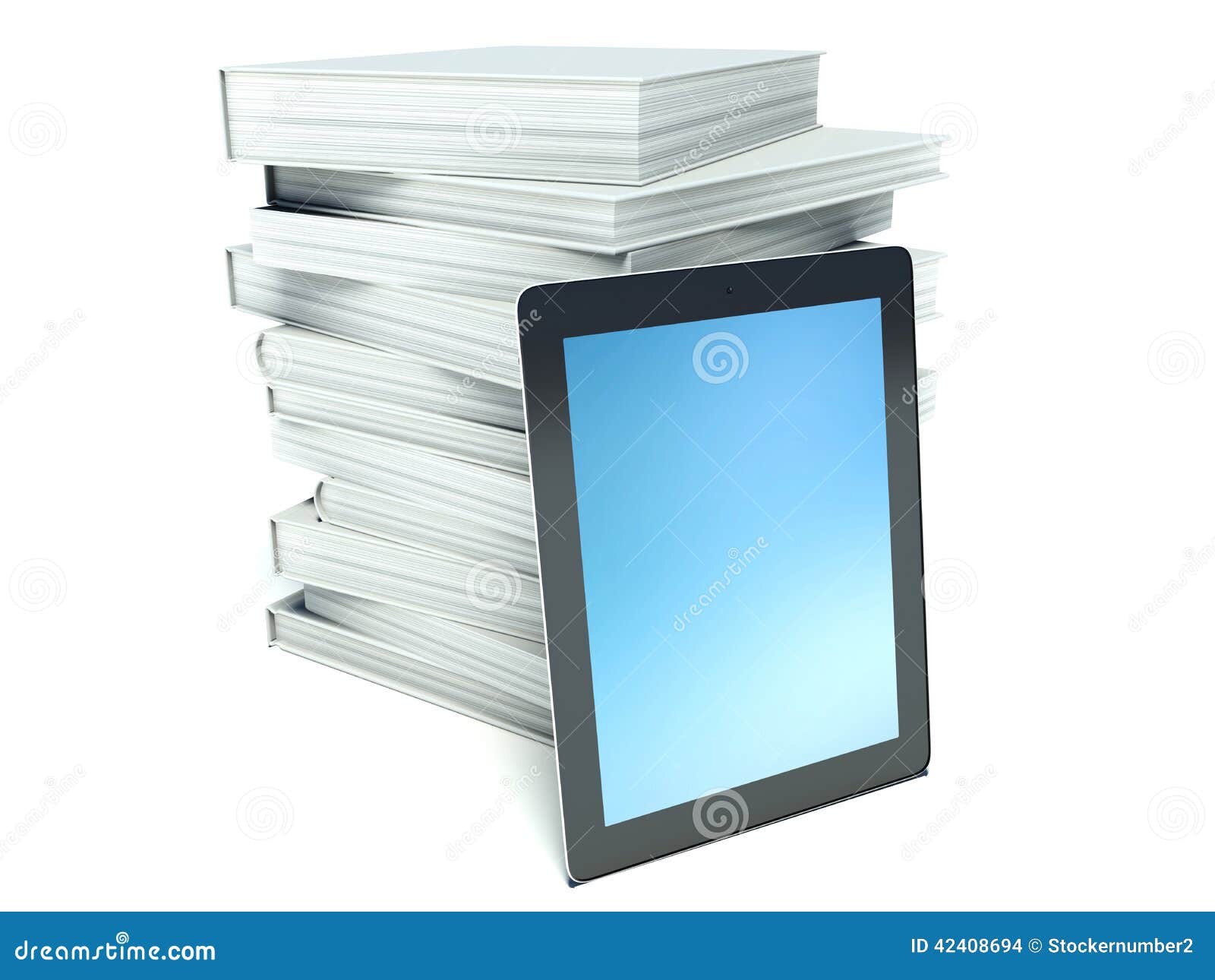 Tablet and Books, Digital and Paper Library Concept Stock Illustration ...