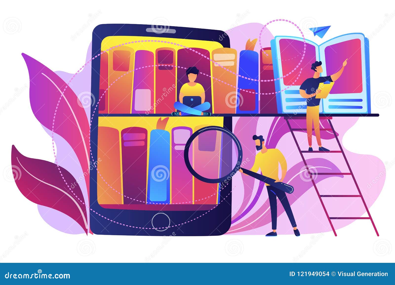 E-library Concept Vector Illustration. Stock Vector - Illustration of ...
