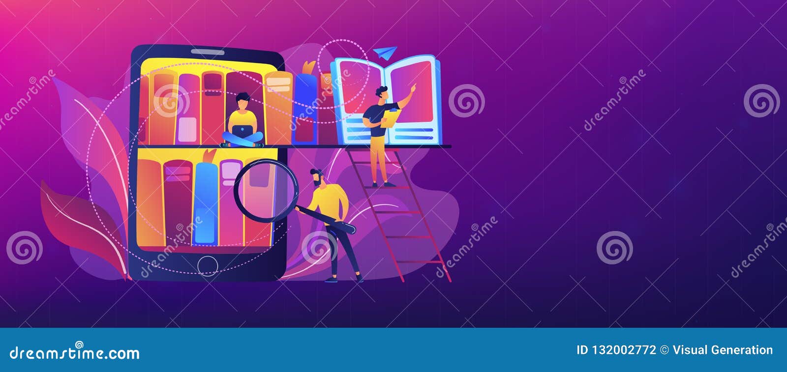 E-library Header or Footer Banner. Stock Vector - Illustration of ...