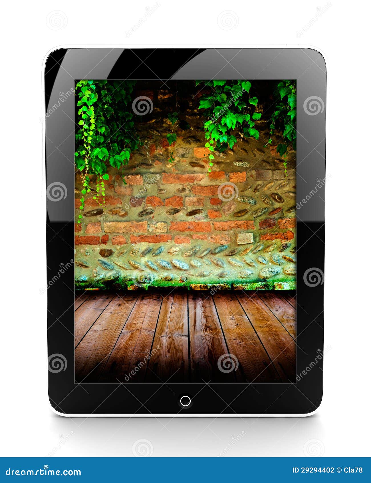 Tablet with brick wall stock illustration. Illustration of abandoned ...