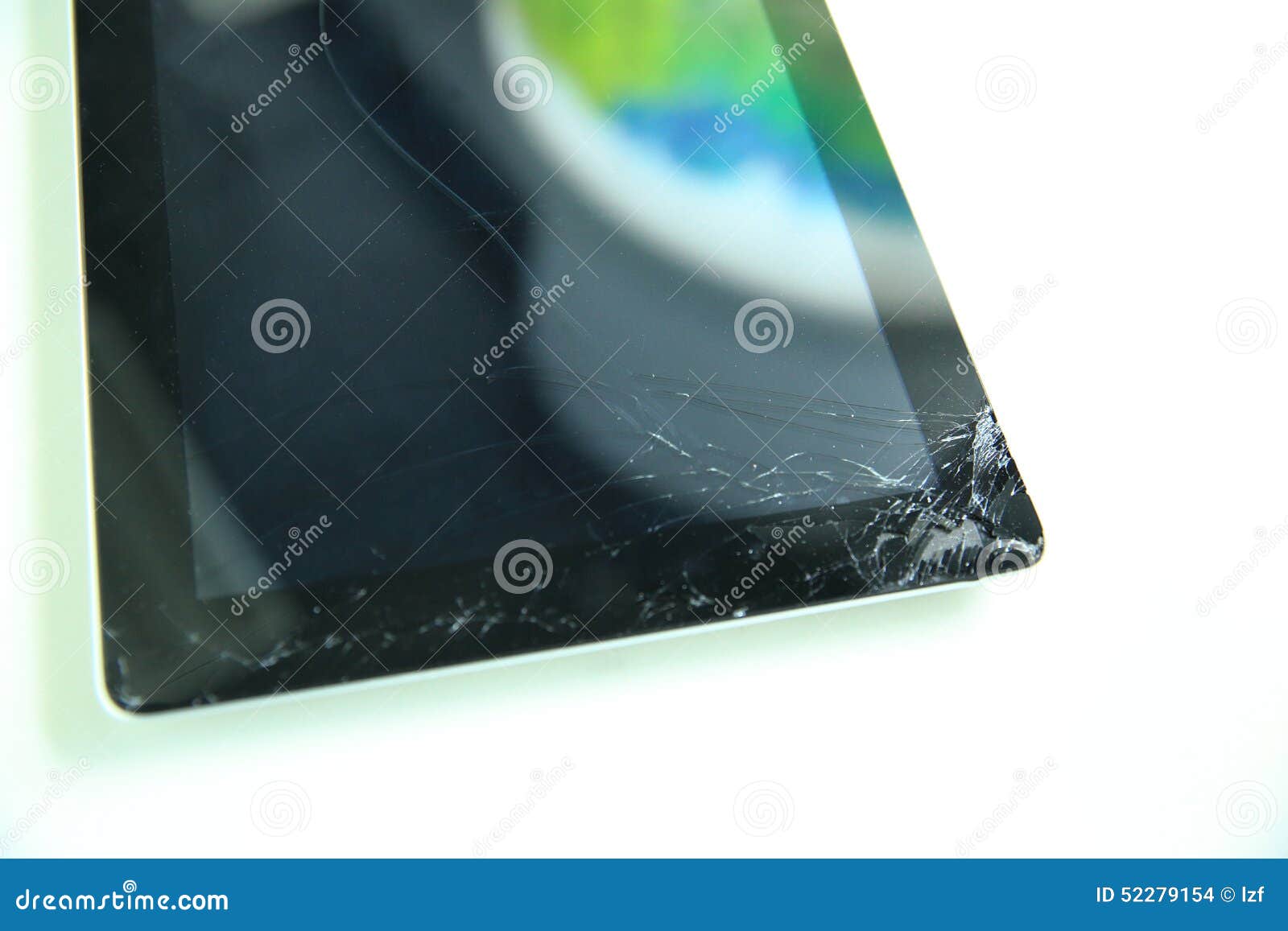 Tablet with a Broken Glass Screen Stock Photo - Image of isolated ...