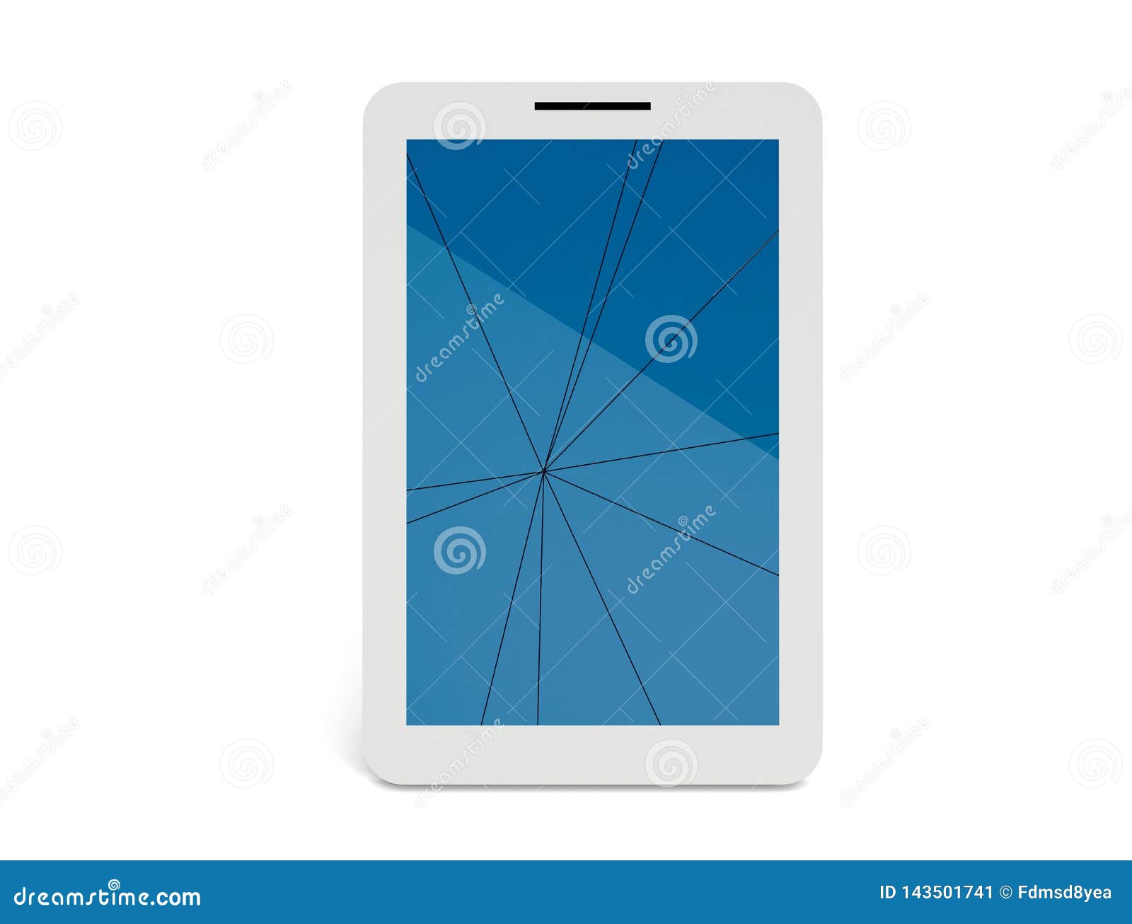 Tablet with broken screen stock illustration. Illustration of mobile ...