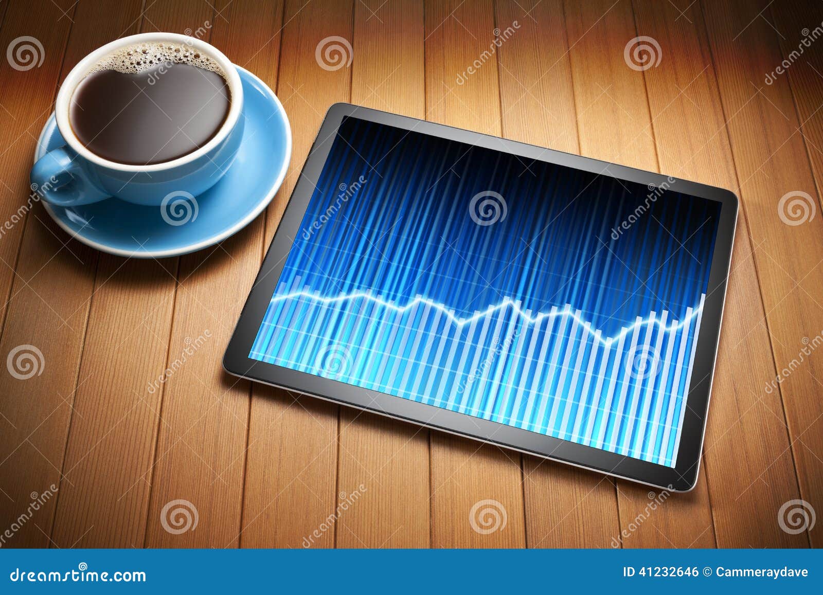 Tablet Computer Business Graph Coffee Stock Photo - Image of gazette ...