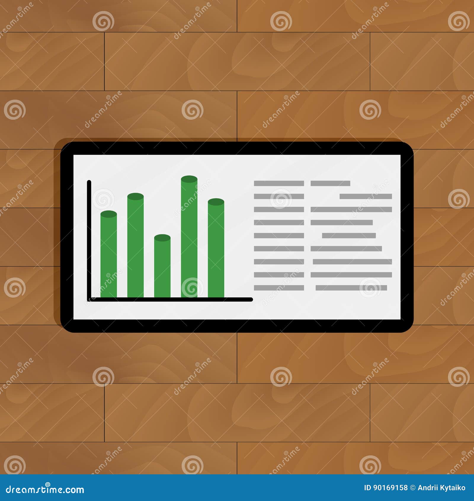 Tablet with business graph stock vector. Illustration of chart - 90169158