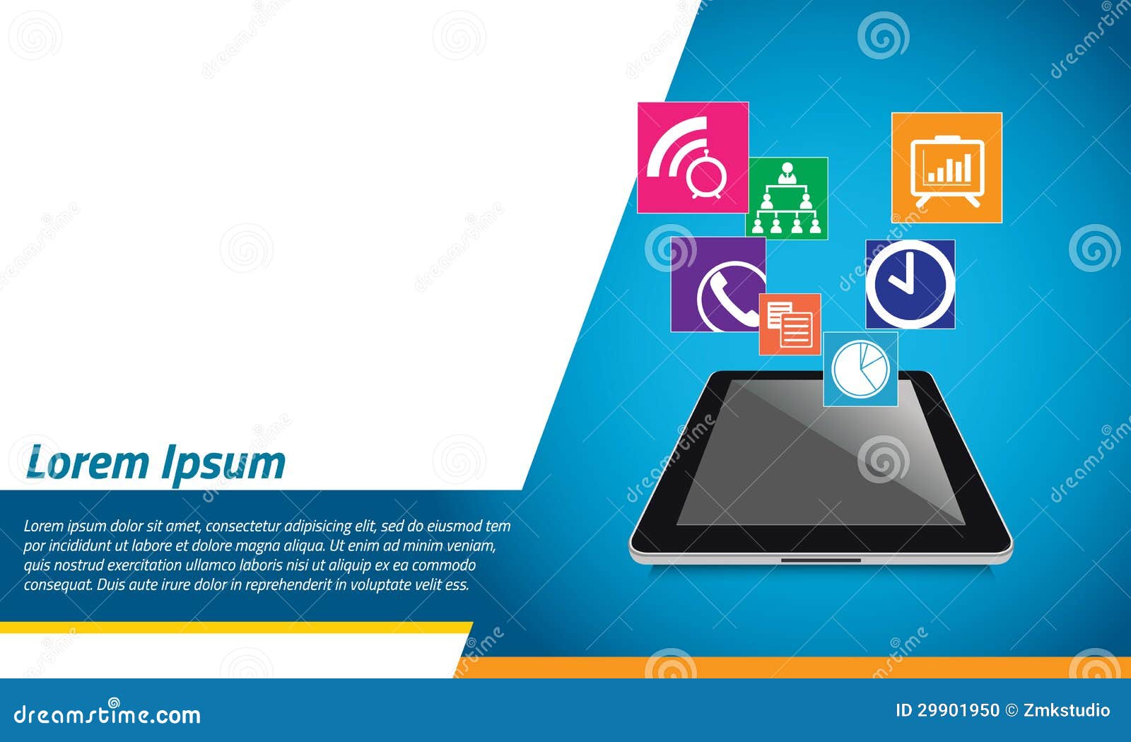 Tablet and Business Icon with Space for Text Stock Vector ...