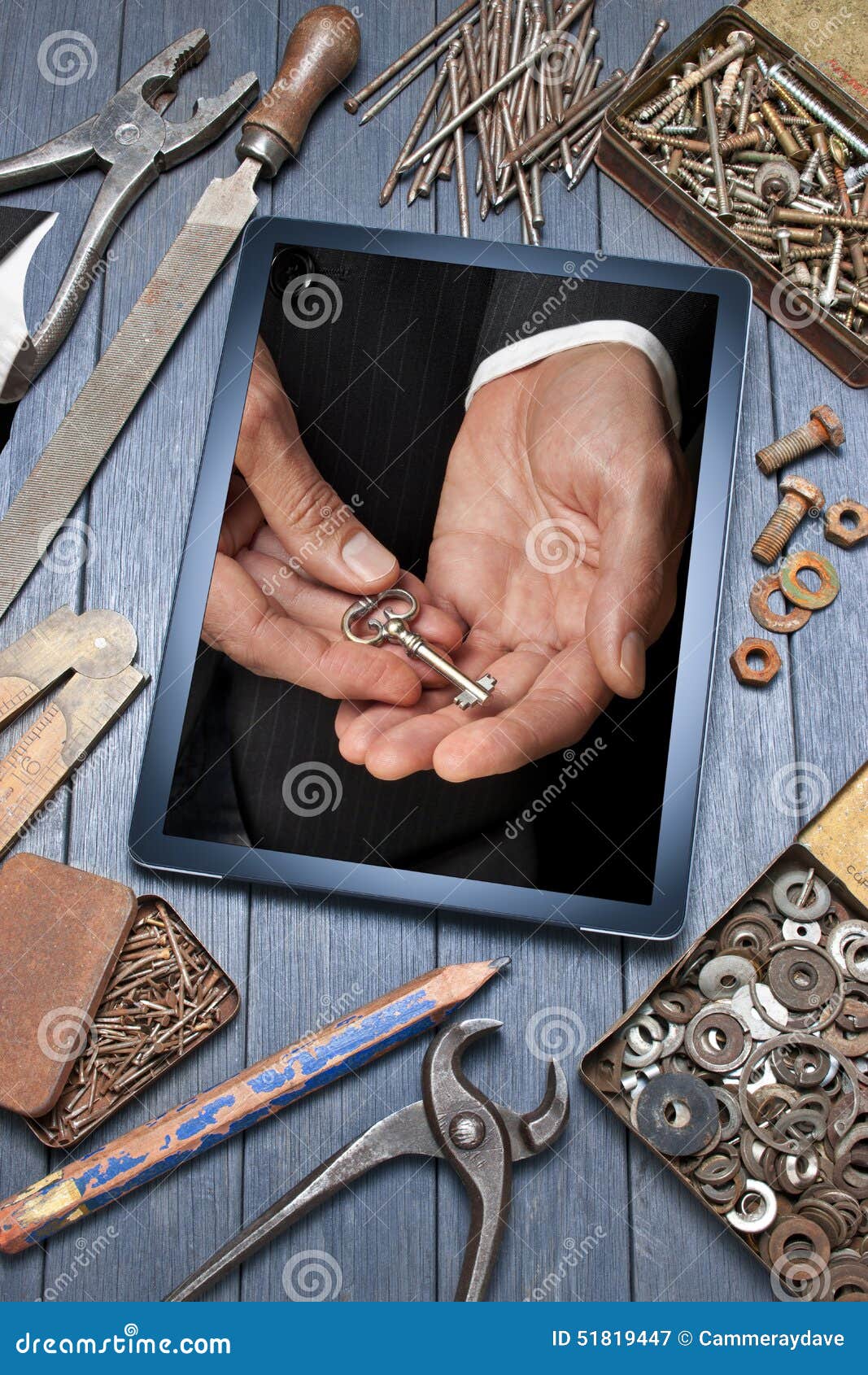 Tablet Business Tools Key Success Stock Image - Image of conceptual ...