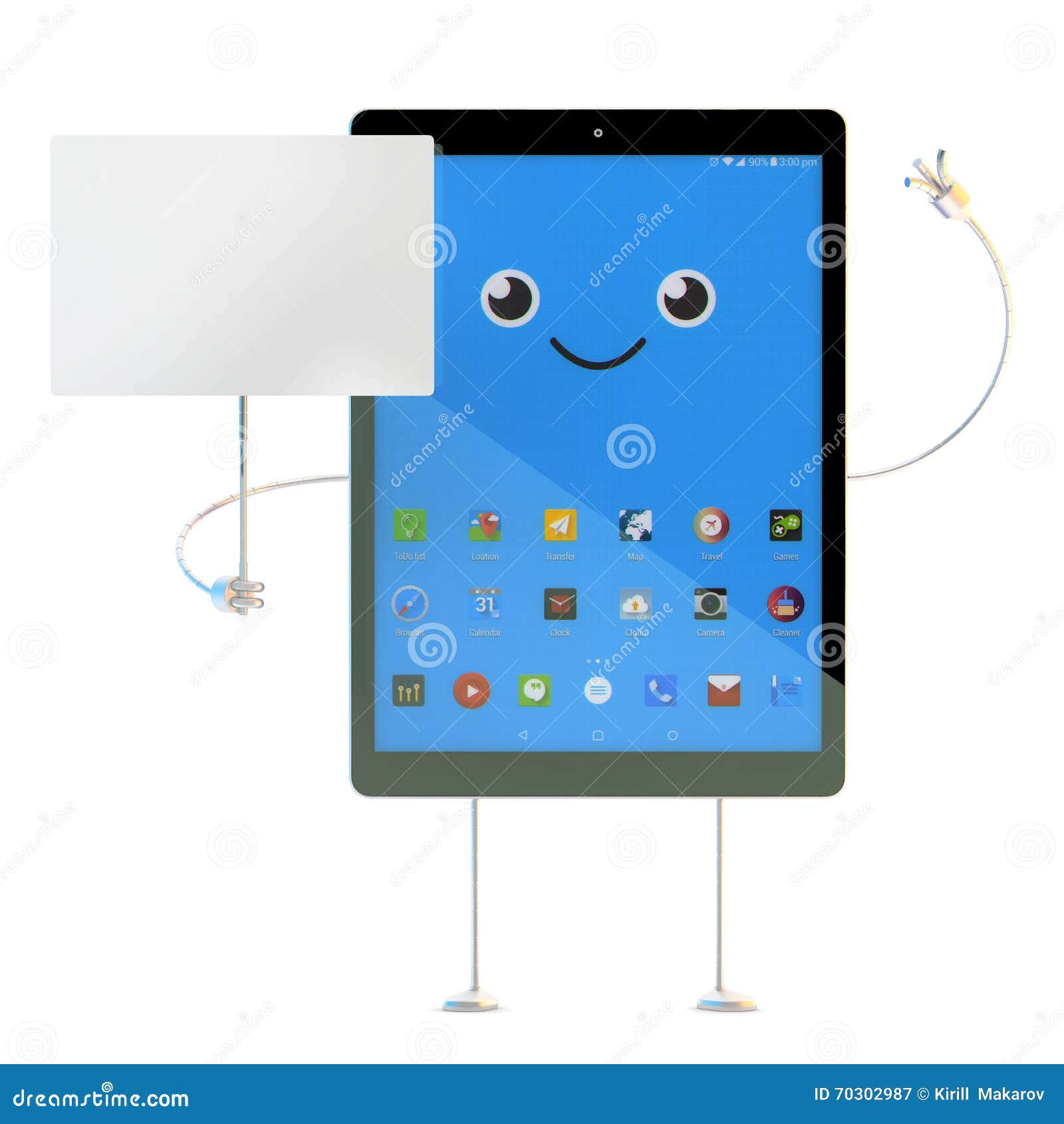 Tablet Character with Blank Board. . 3d Illustration Wit Stock ...