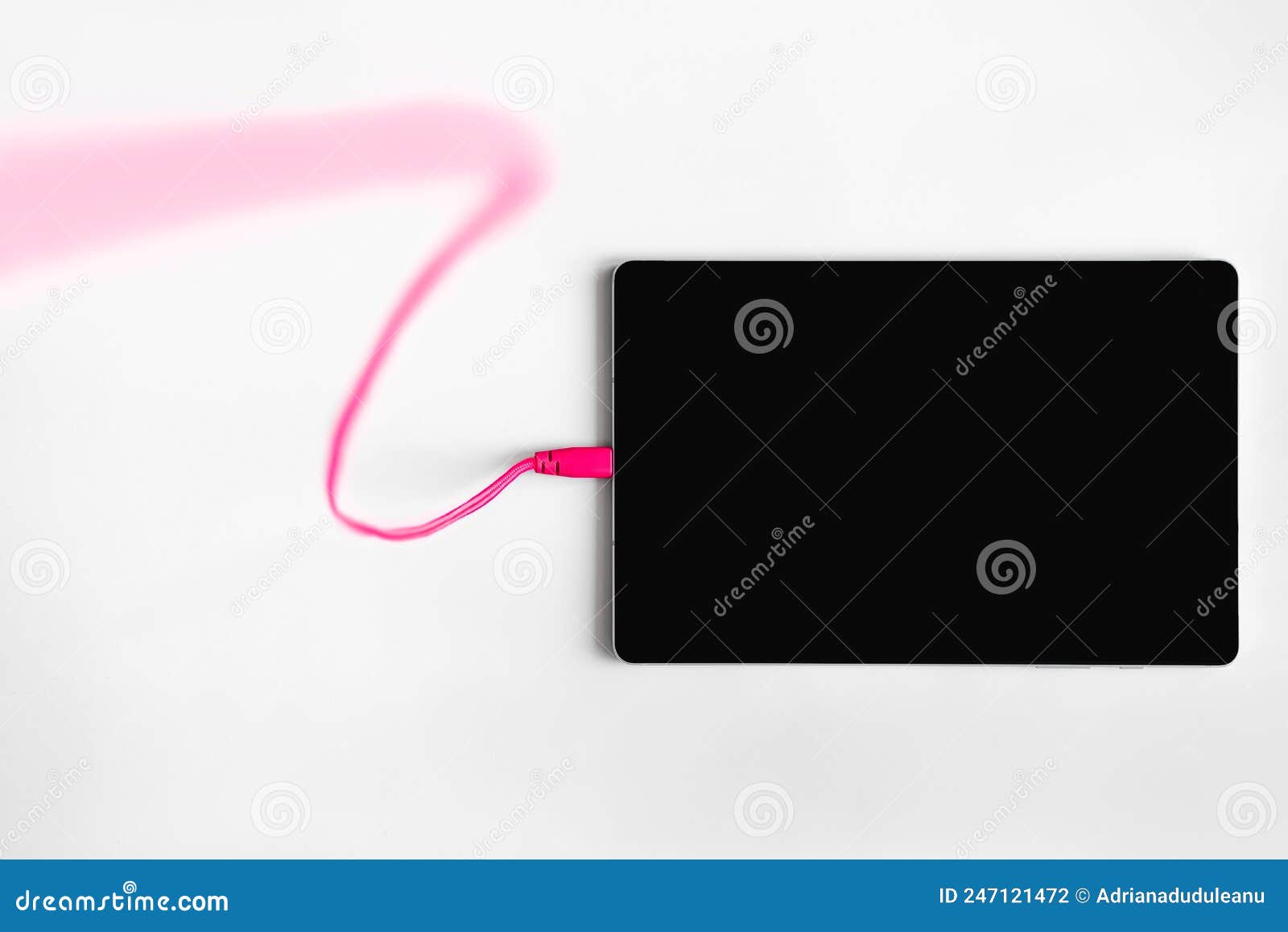 Pink Cable Charger and Tablet Stock Photo - Image of presentation ...