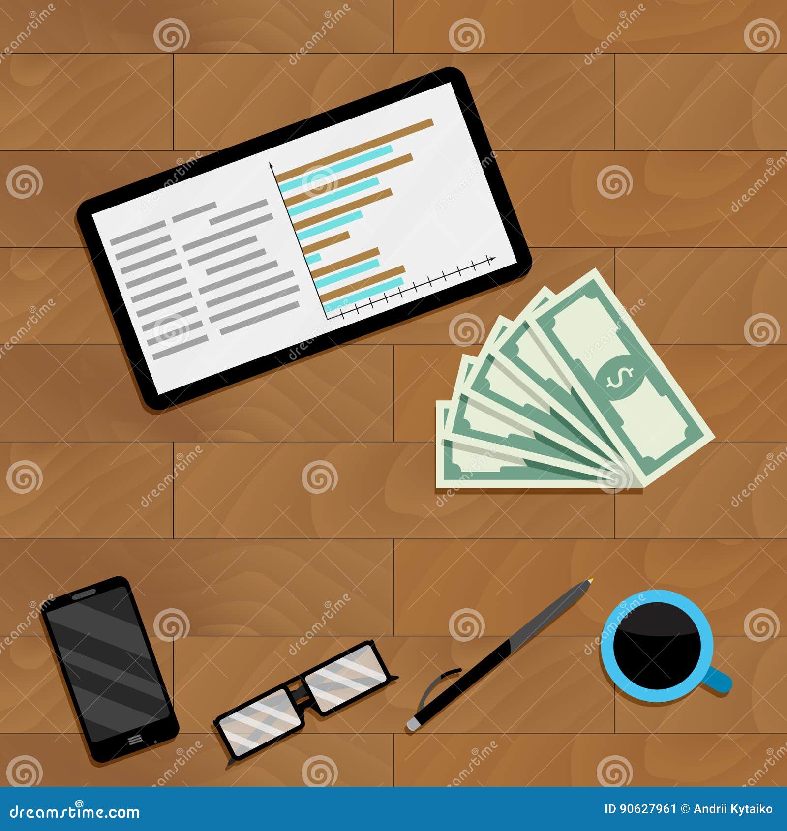Tablet with Chart and Graph Stock Vector - Illustration of market ...