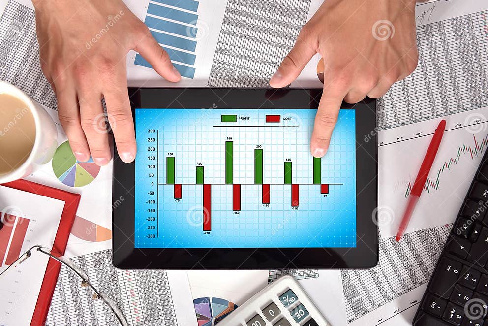 Tablet with chart stock image. Image of device, communication - 60163619