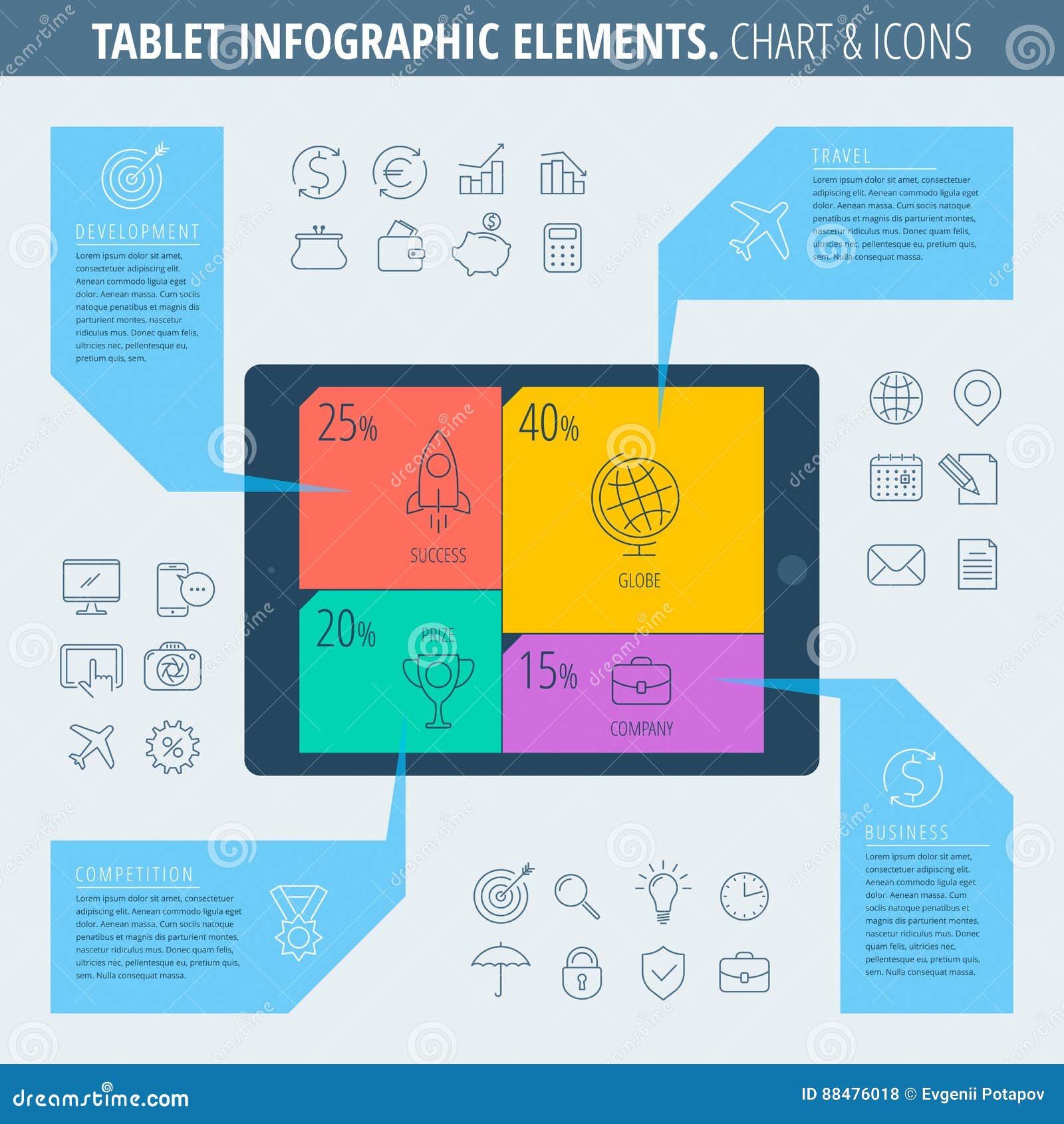 Tablet Chart Infographic And Icons Vector Illustration | CartoonDealer ...