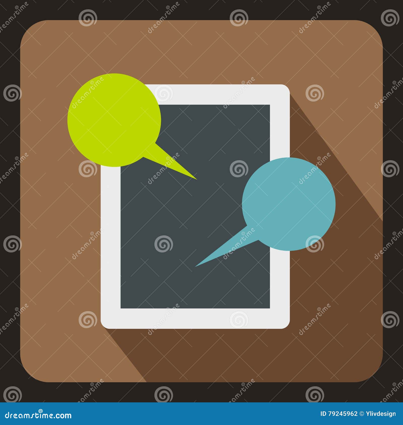 Tablet Chatting Icon, Flat Style Stock Vector - Illustration of ...