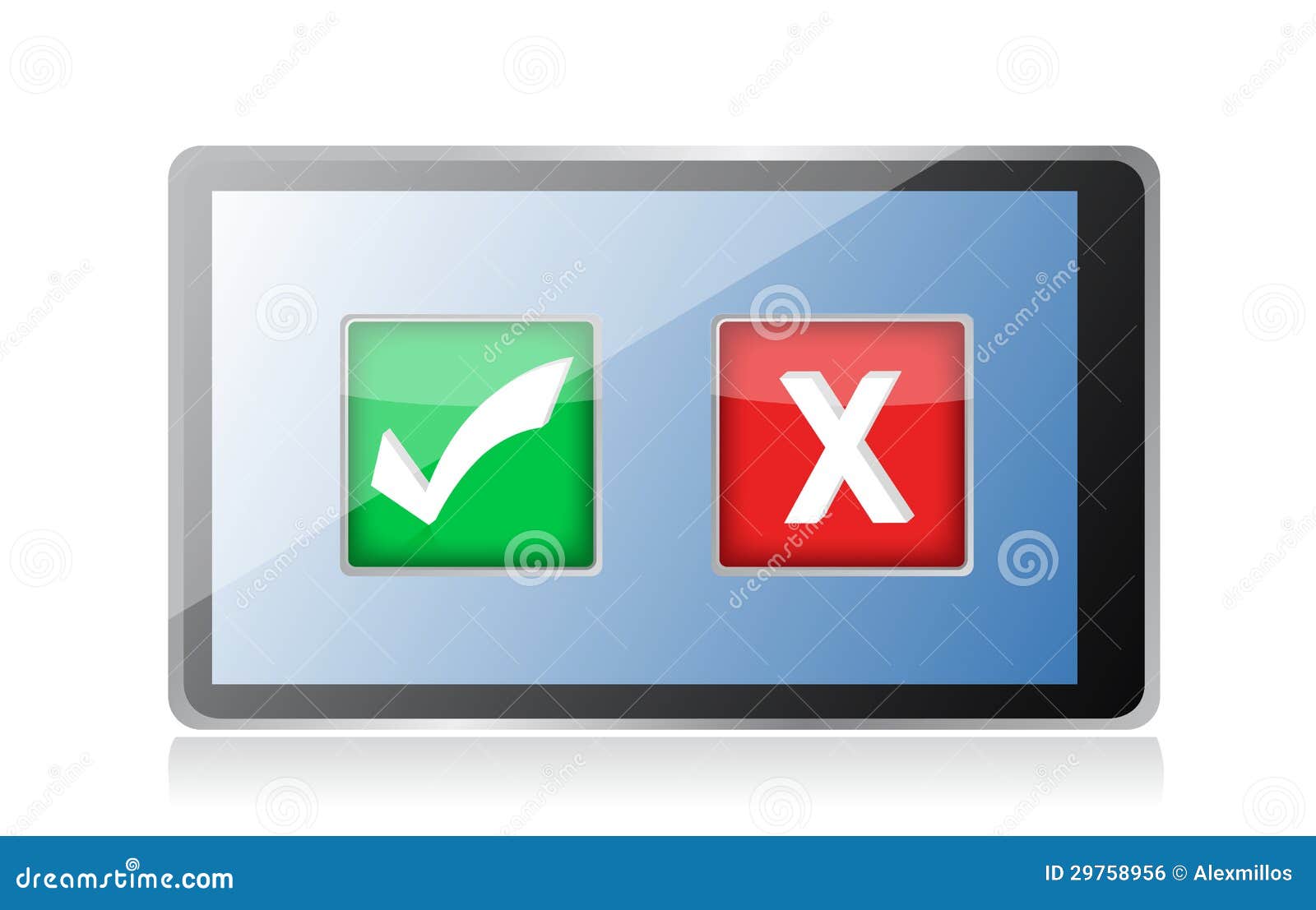 Tablet with Check and X Marks Selection Stock Illustration ...