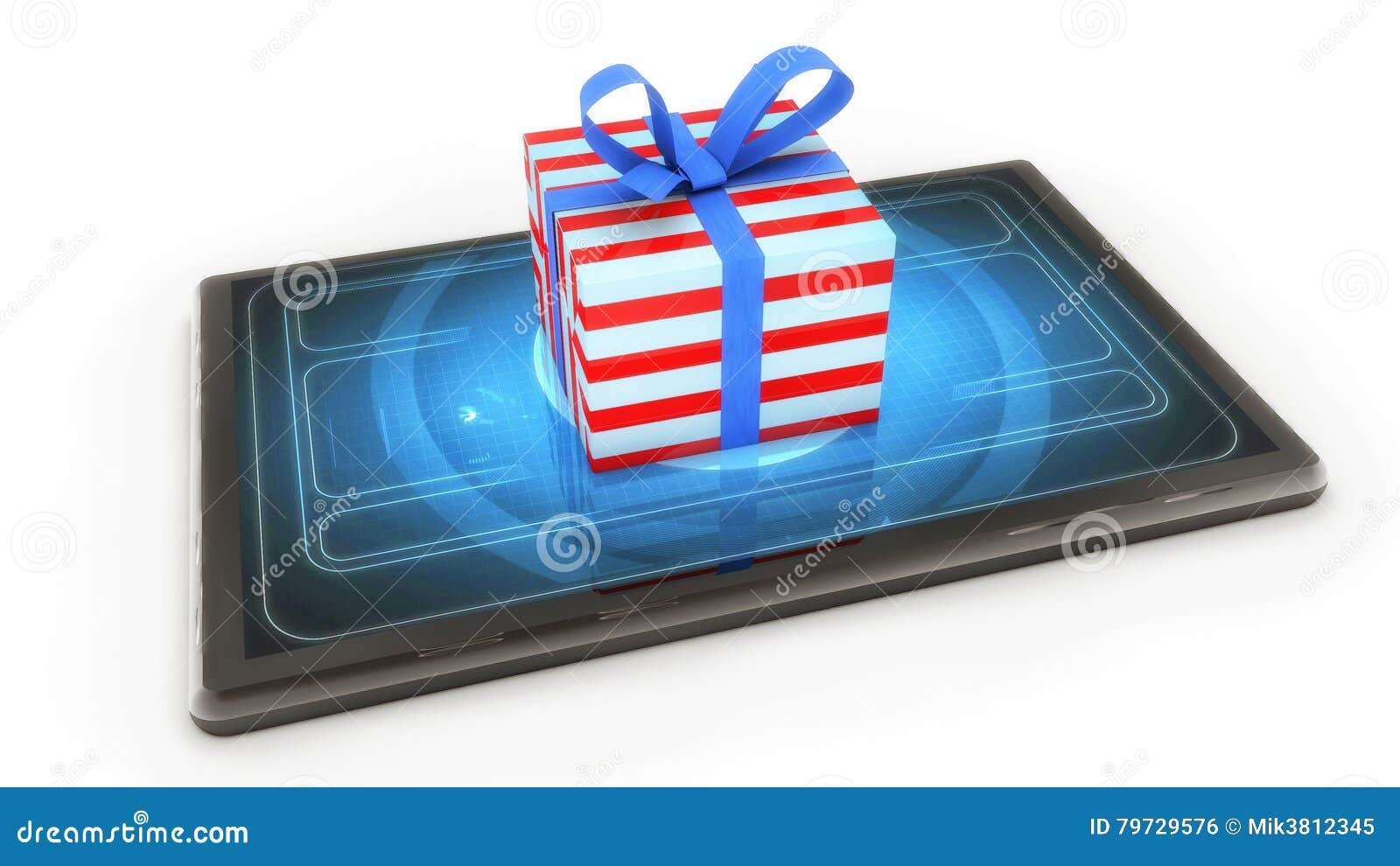 Tablet and christmas gift stock illustration. Illustration of year ...