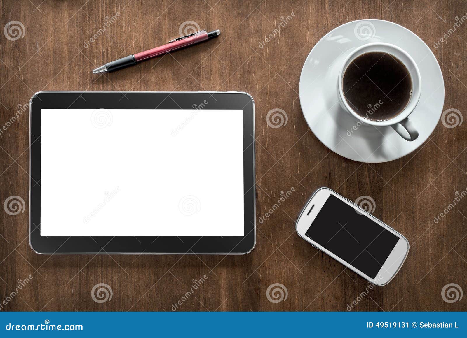 Tablet, Cup Of Coffee And Paperworks On White Office Desk. Stock Image ...