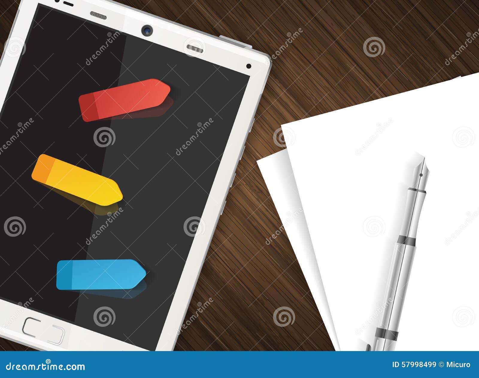 Tablet with Colorful Stickers Stock Vector - Illustration of luxury ...