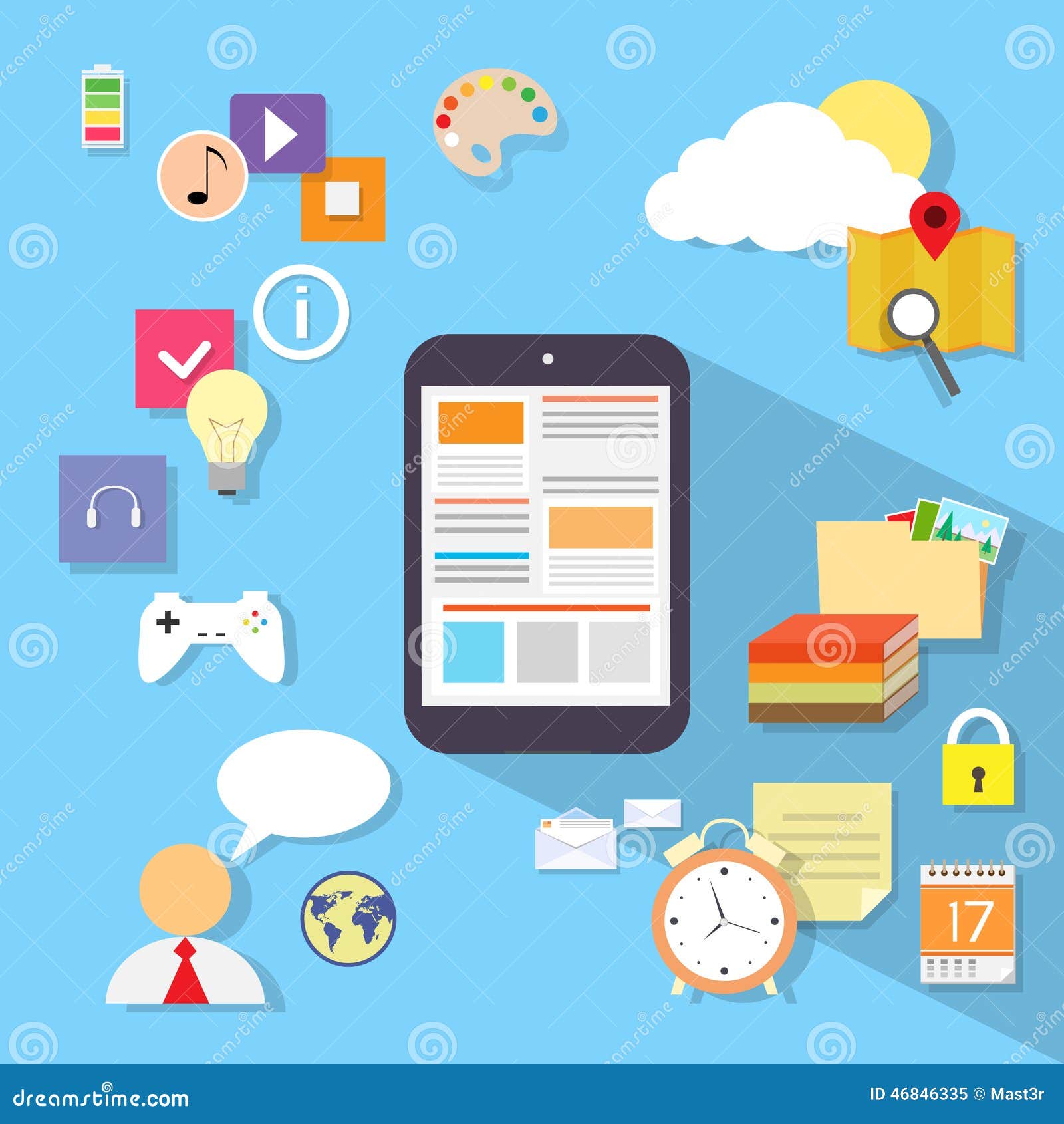 Tablet Computer Application Flat Icon Design Stock Vector ...