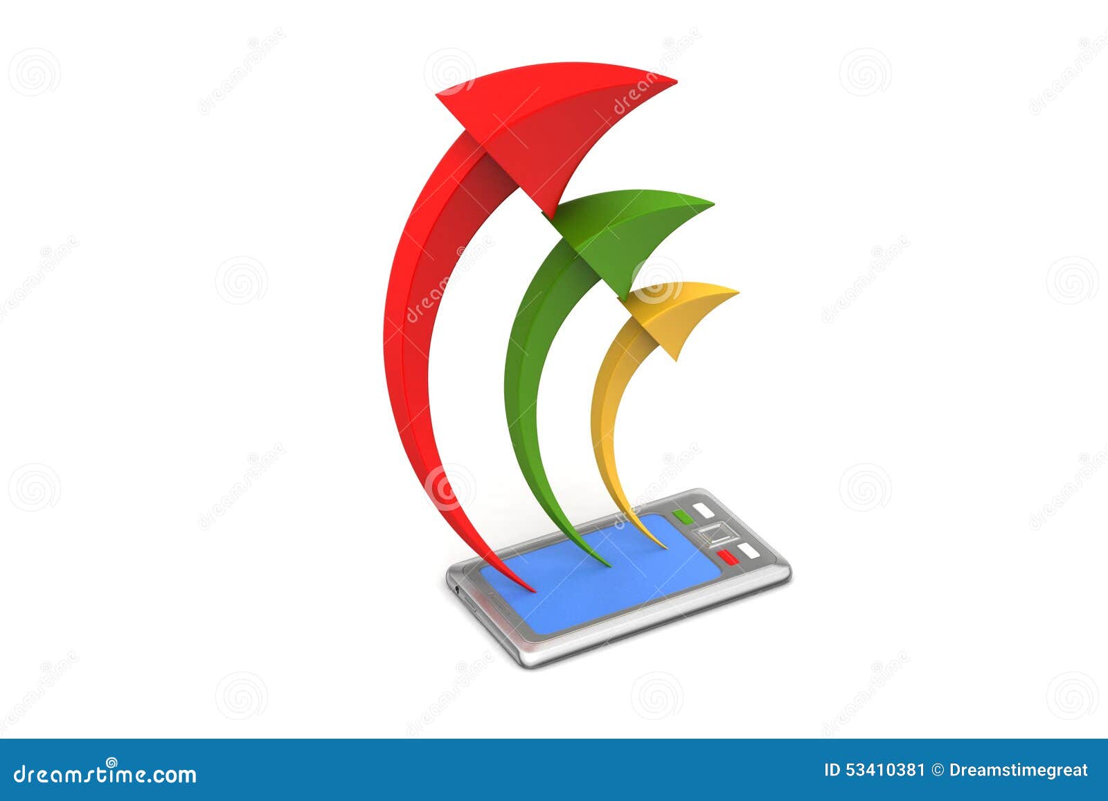 Tablet computer with arrow stock illustration. Illustration of cell ...