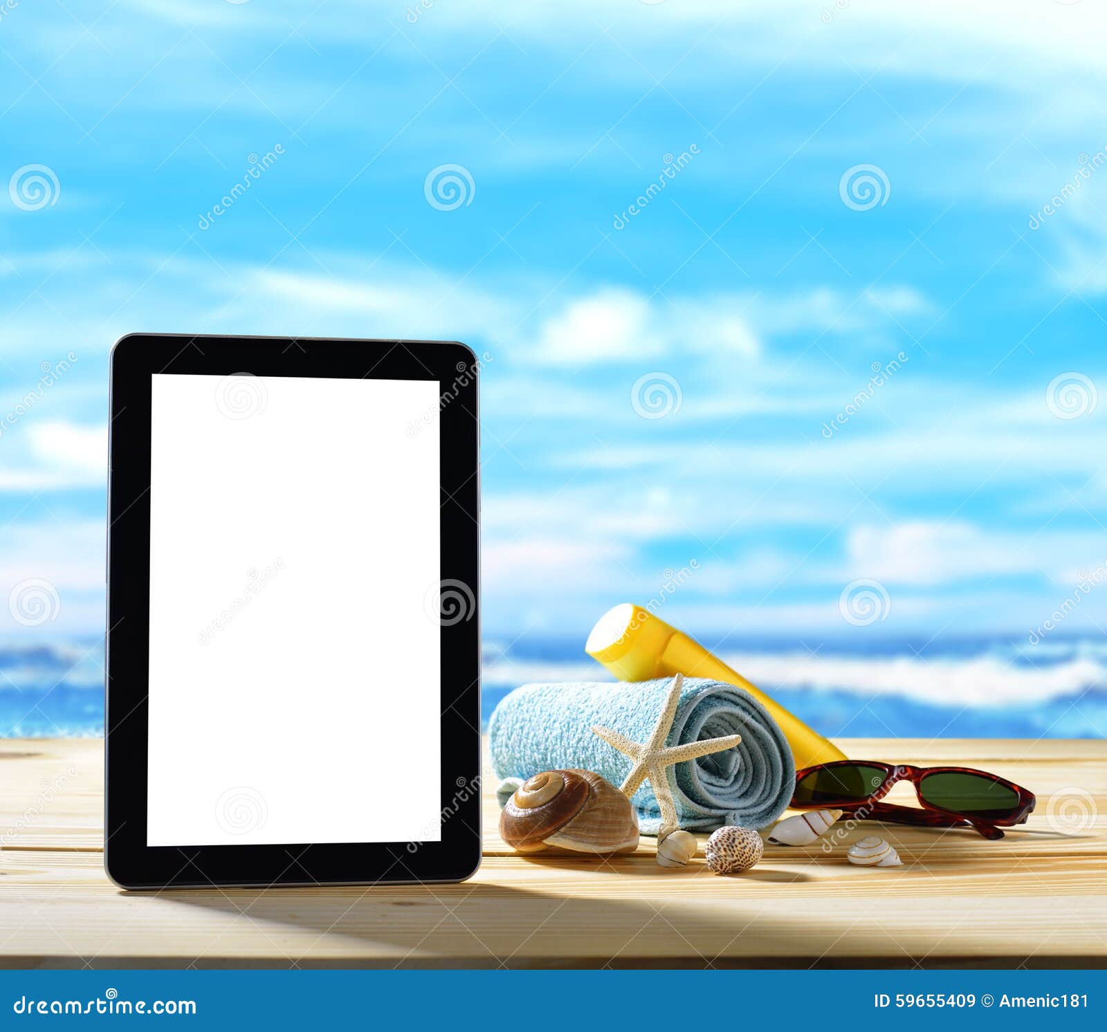 Tablet Computer on the Beach Stock Image - Image of computer, sand ...