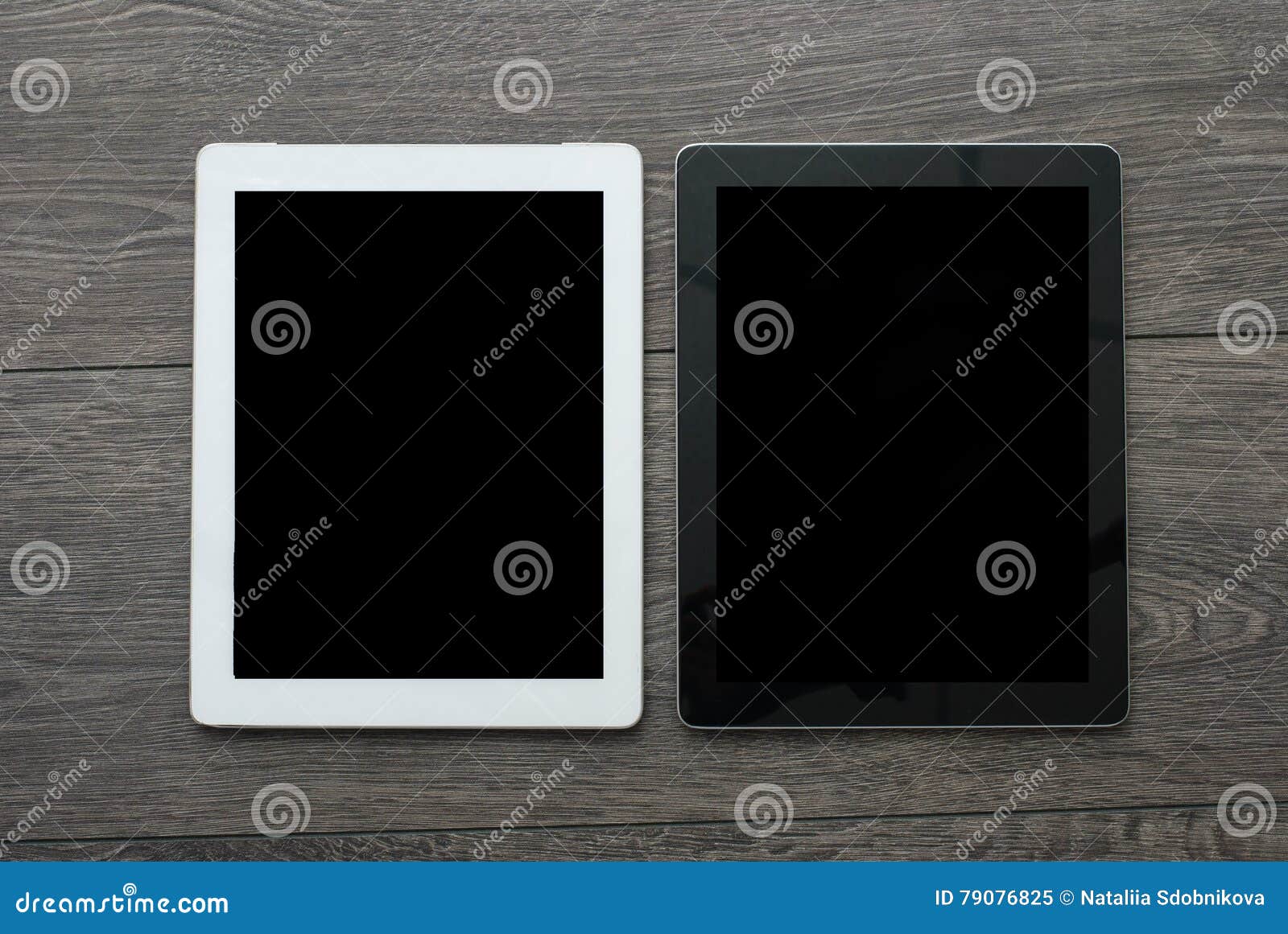 Tablet Computer on Boards. White Screen. Top View. Stock Image - Image ...
