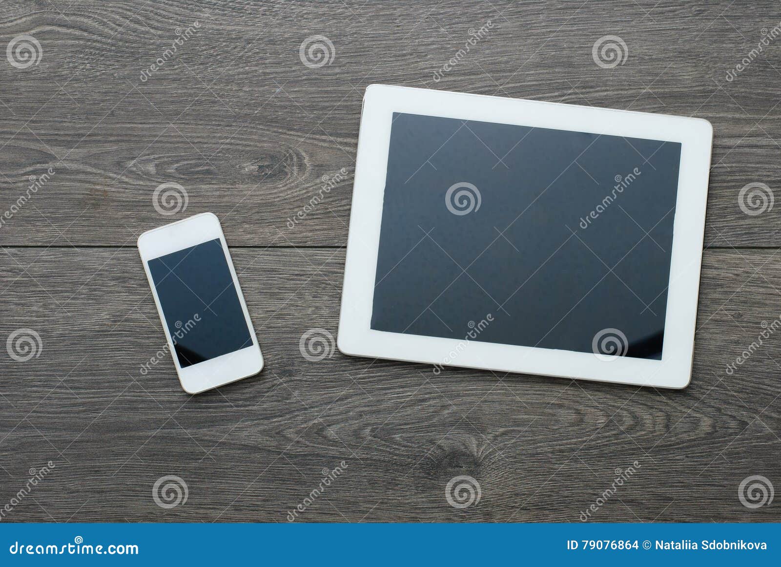Tablet Computer on Boards. White Screen. Top View. Stock Photo - Image ...
