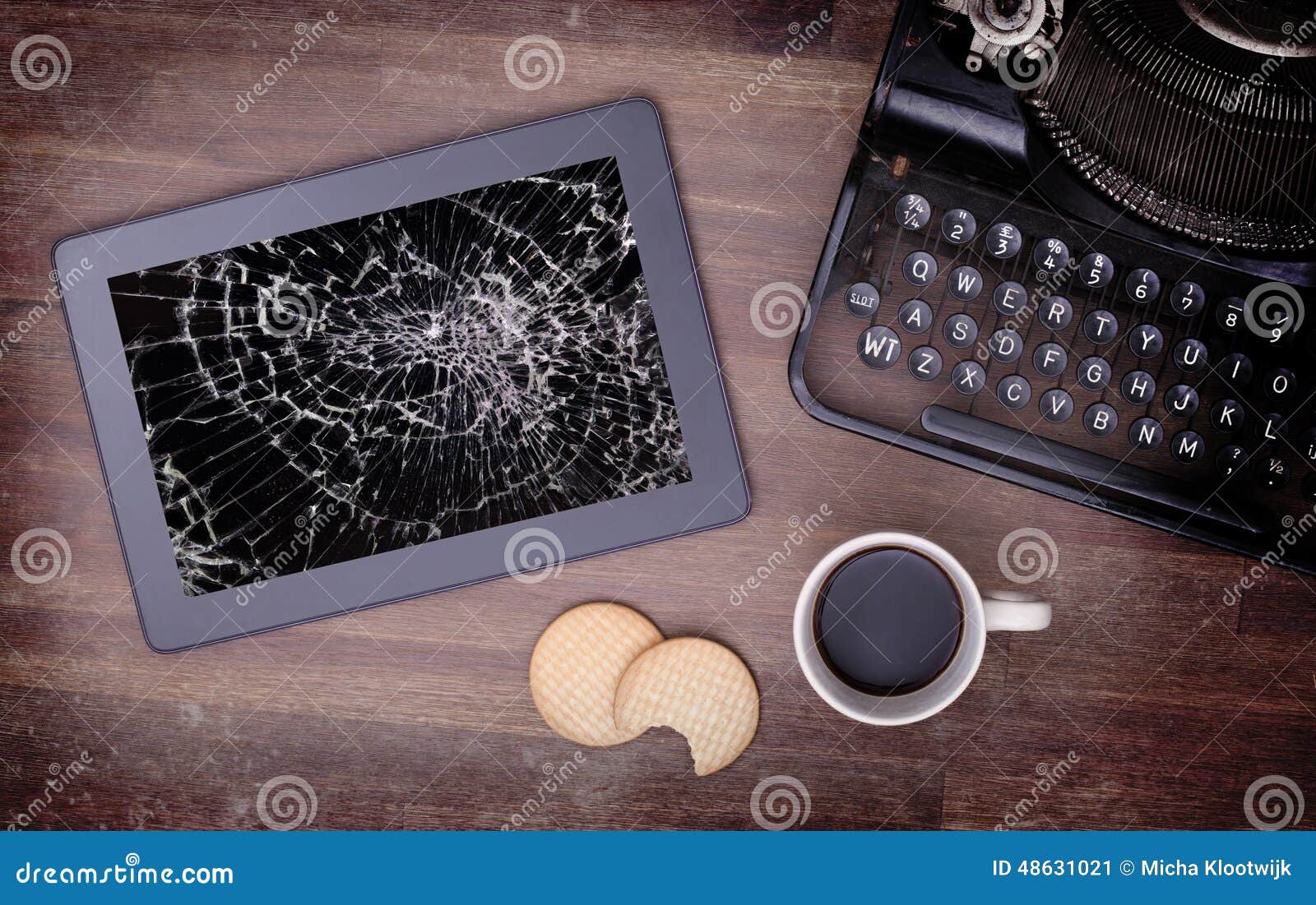 Tablet Computer with Broken Glass Stock Image - Image of coffee, crash ...