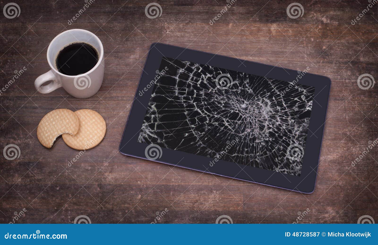 Tablet Computer with Broken Glass Stock Image - Image of crushed ...