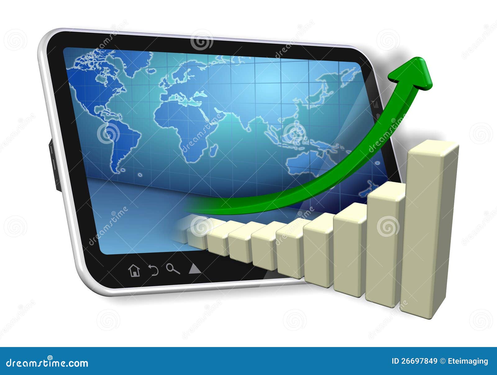 Tablet computer and charts stock illustration. Illustration of plan ...