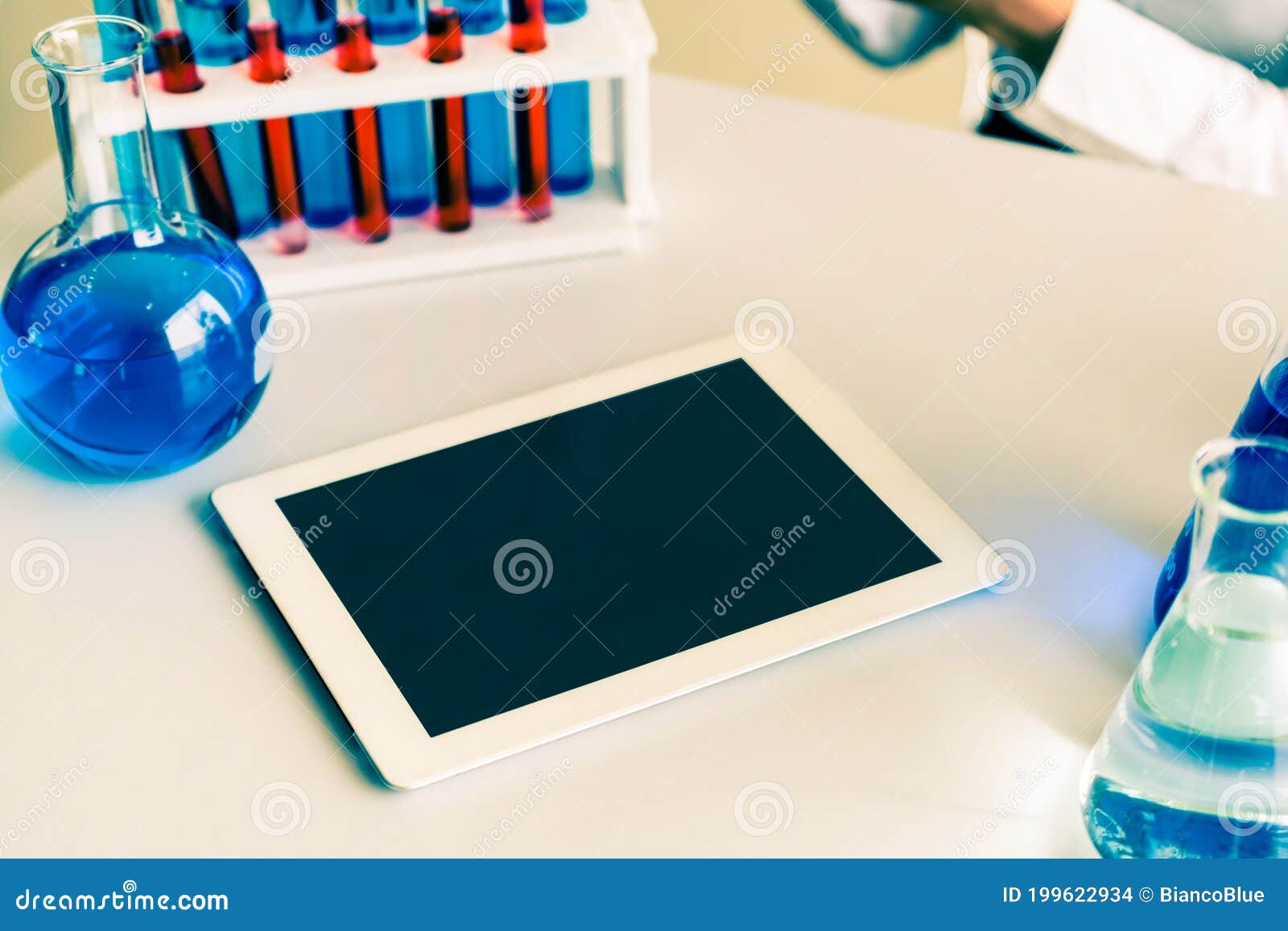 Tablet Computer in Chemistry Laboratory. Stock Photo - Image of doctor ...