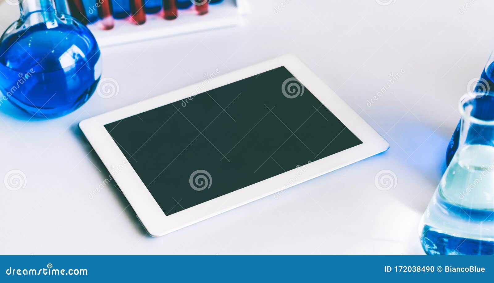 Tablet Computer in Chemistry Laboratory Stock Photo - Image of person ...