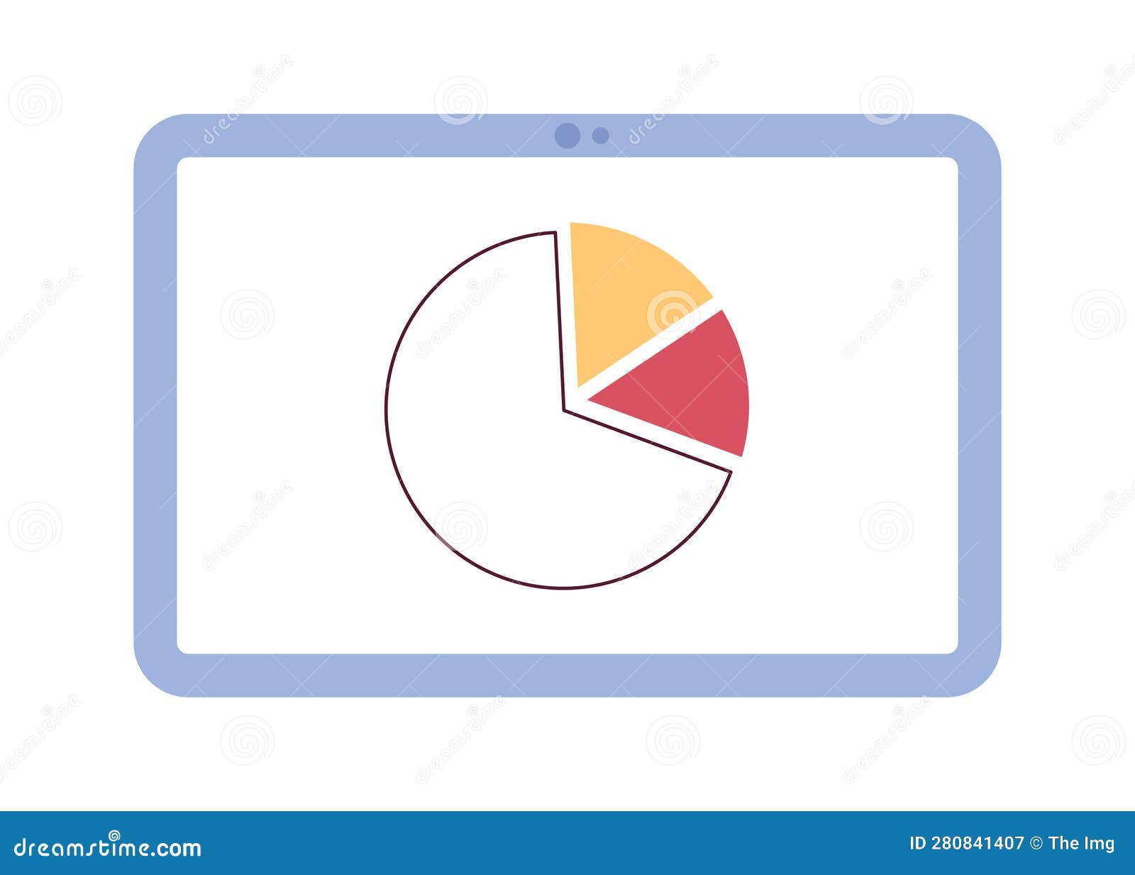 Tablet Computer with Circle Diagram Semi Flat Colour Vector Object ...