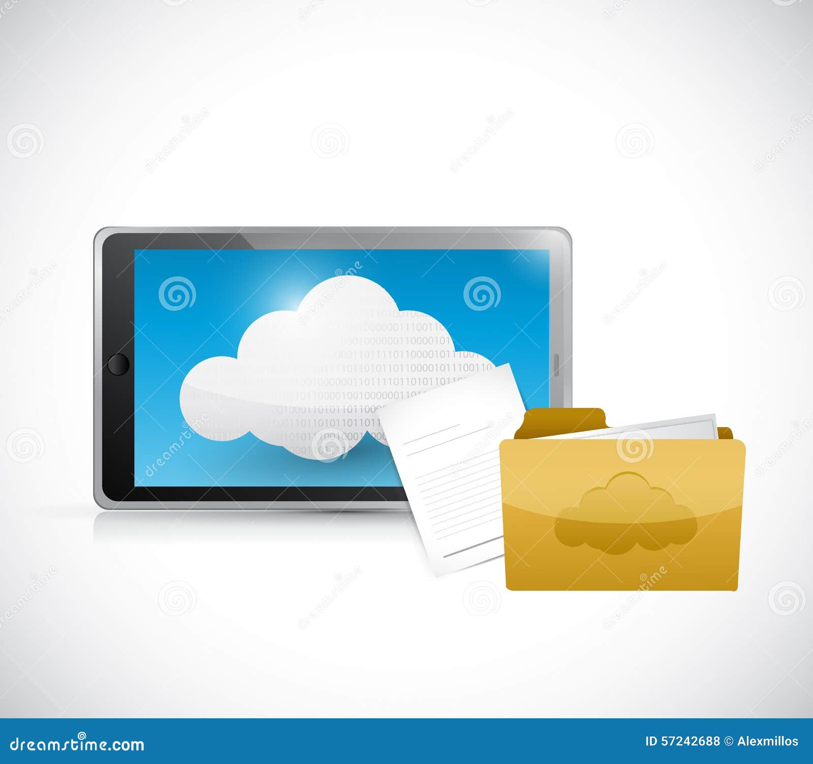 Tablet Computer Cloud Computing and Files Stock Illustration ...