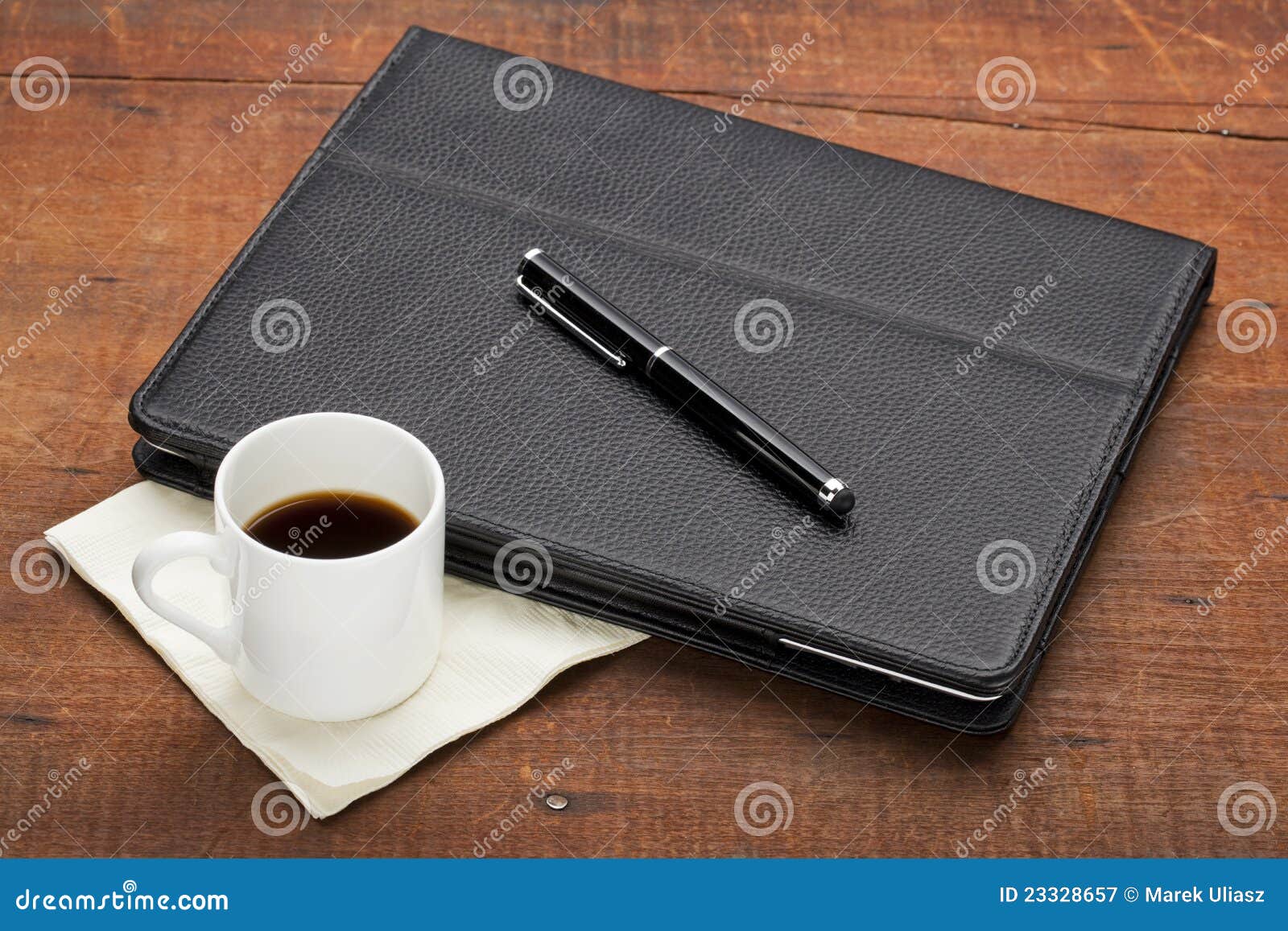 Tablet Computer with Coffee Stock Image - Image of leather, stylus ...