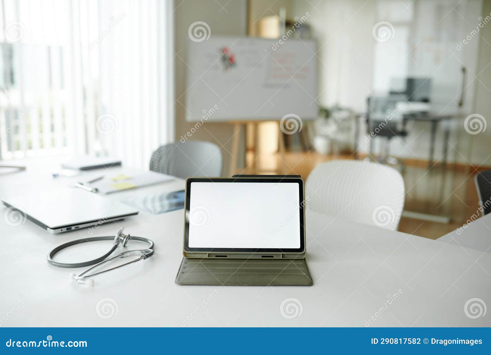 Tablet Computer on Desk in Hospital Stock Photo - Image of screen ...