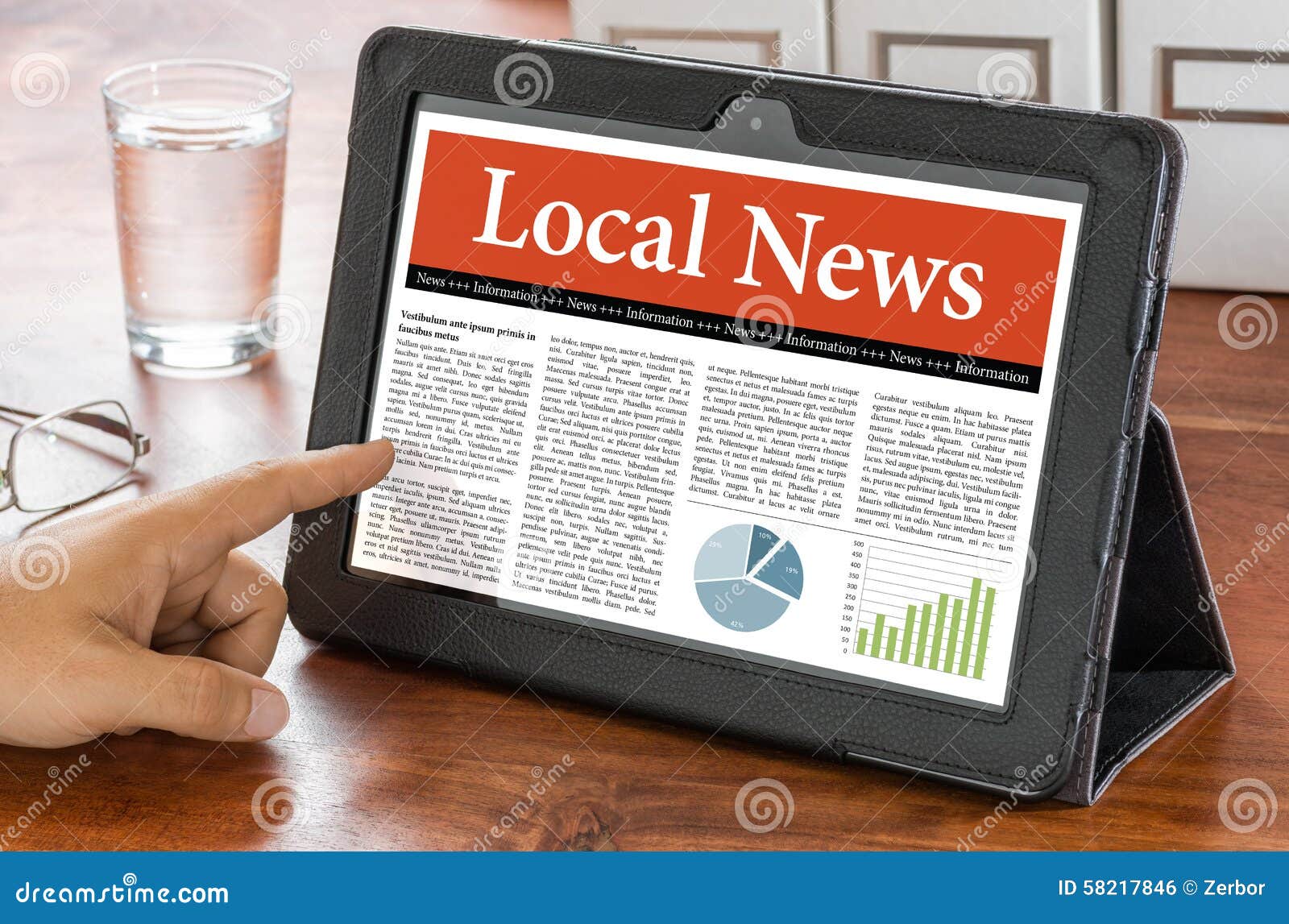 Tablet Computer on a Desk - Local News Stock Photo - Image of online ...