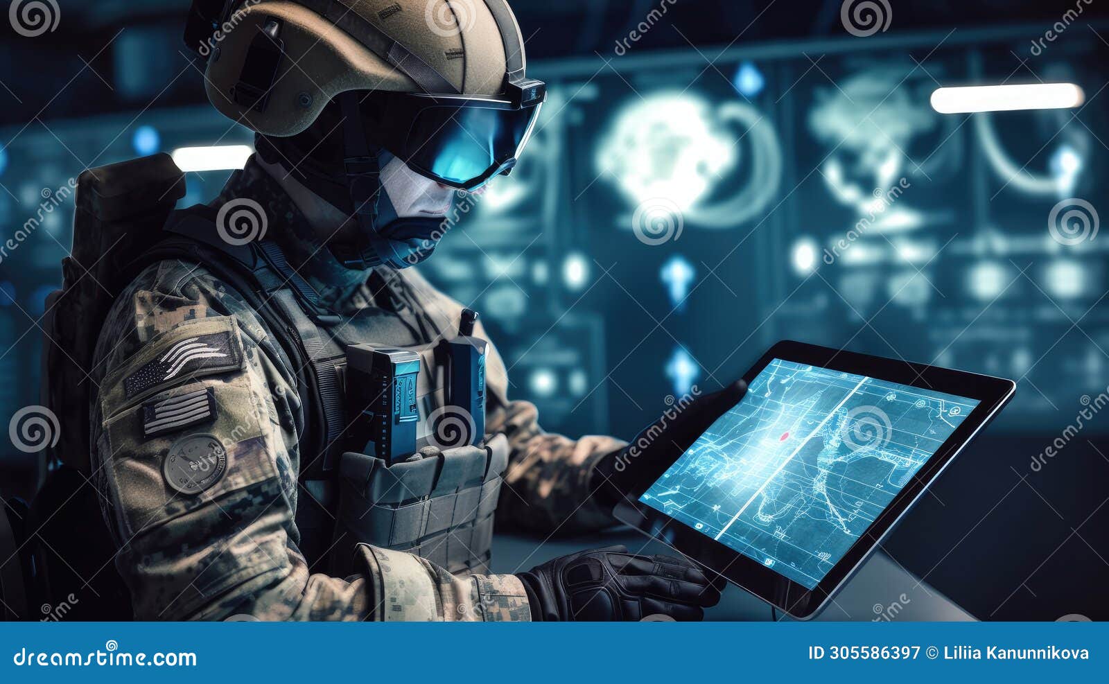 A Tablet Computer Displaying AI Control Interfaces, Augmented Reality ...