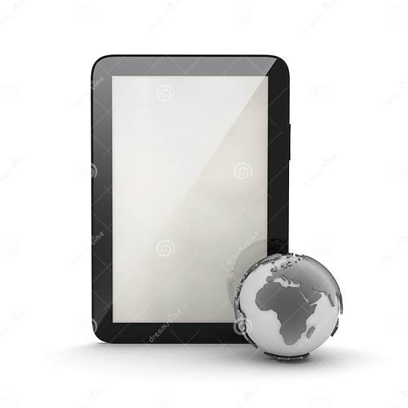 Tablet Computer and Earth Globe Stock Illustration - Illustration of ...