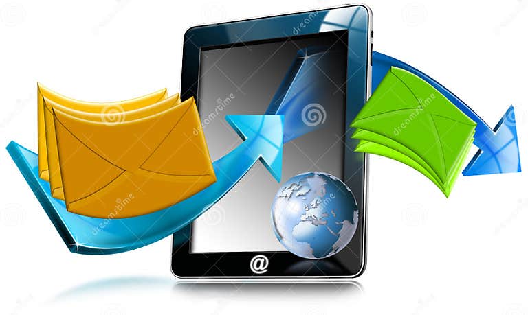 Tablet Computer Email stock illustration. Illustration of blue - 23034762